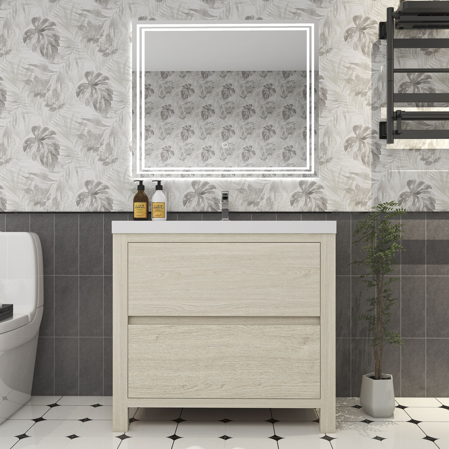 BV Better Vanity Louis 36-in Light Wood Single Sink Bathroom Vanity ...