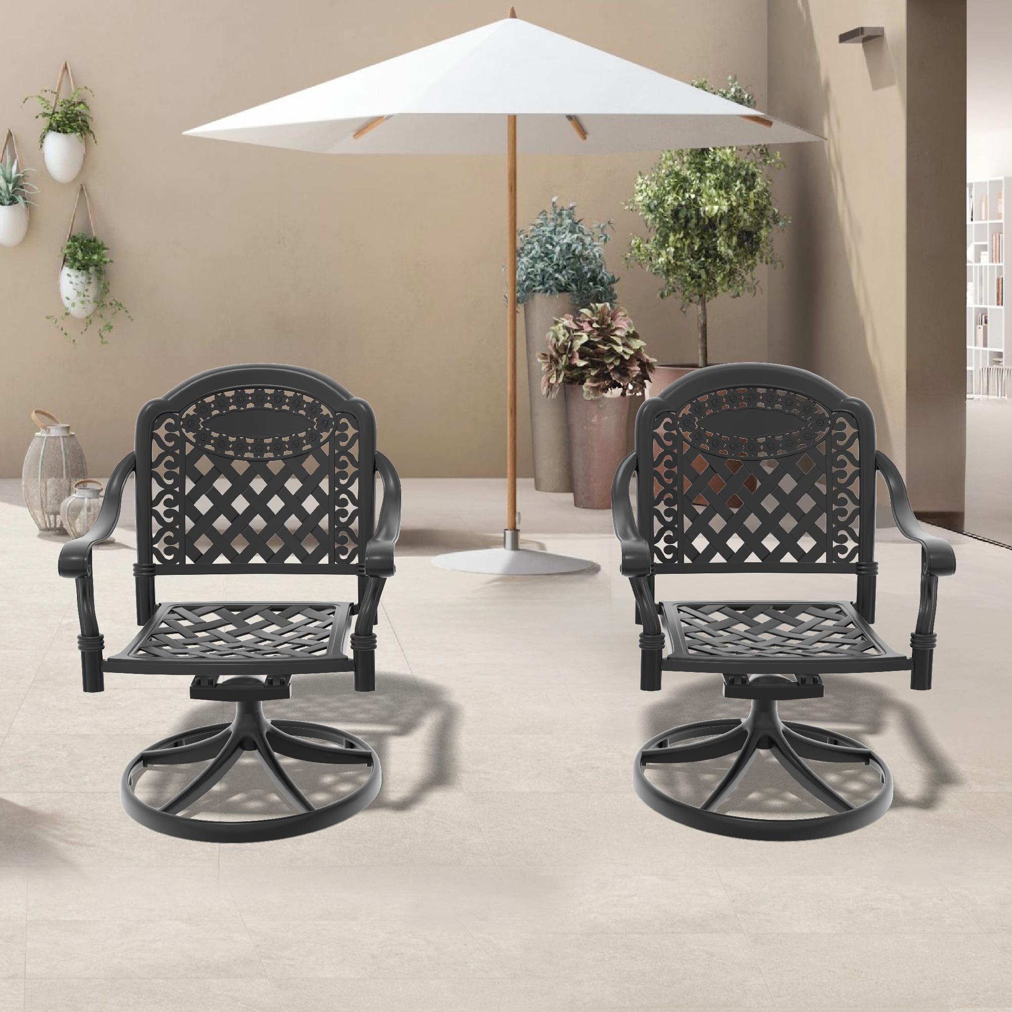 nicesure Dining Chairs Set of 2 Black Aluminum Frame Swivel rocker ...