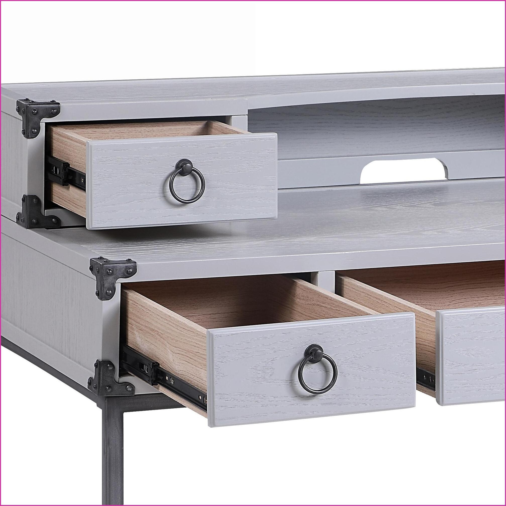 SunJet Desks Modern Industrial Gray Writing Desk with 3 Spacious ...