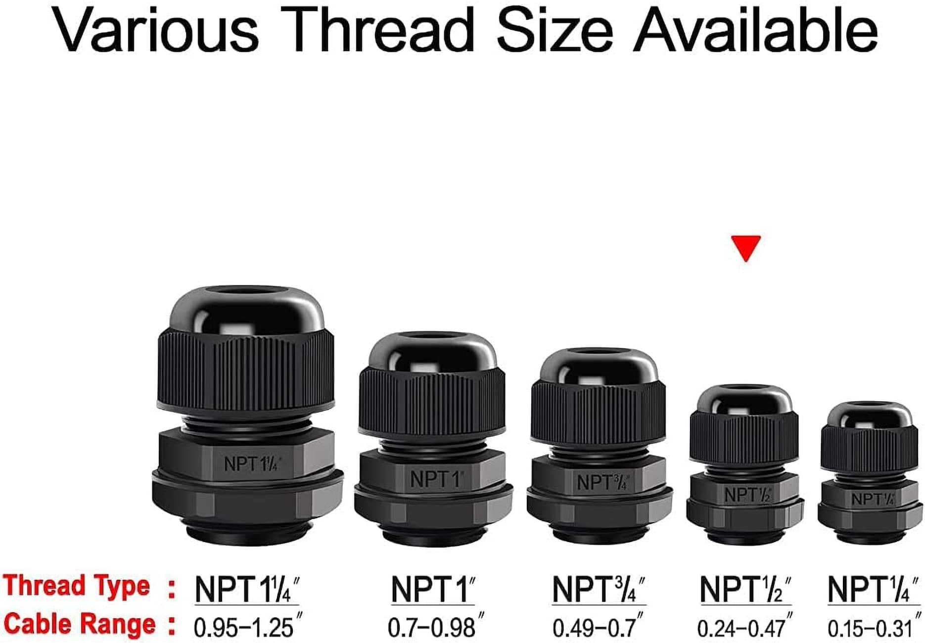 Etokfoks 5 Pack NPT 1 2 Cable Glands Waterproof Adjustable 6 12mm Cable ...