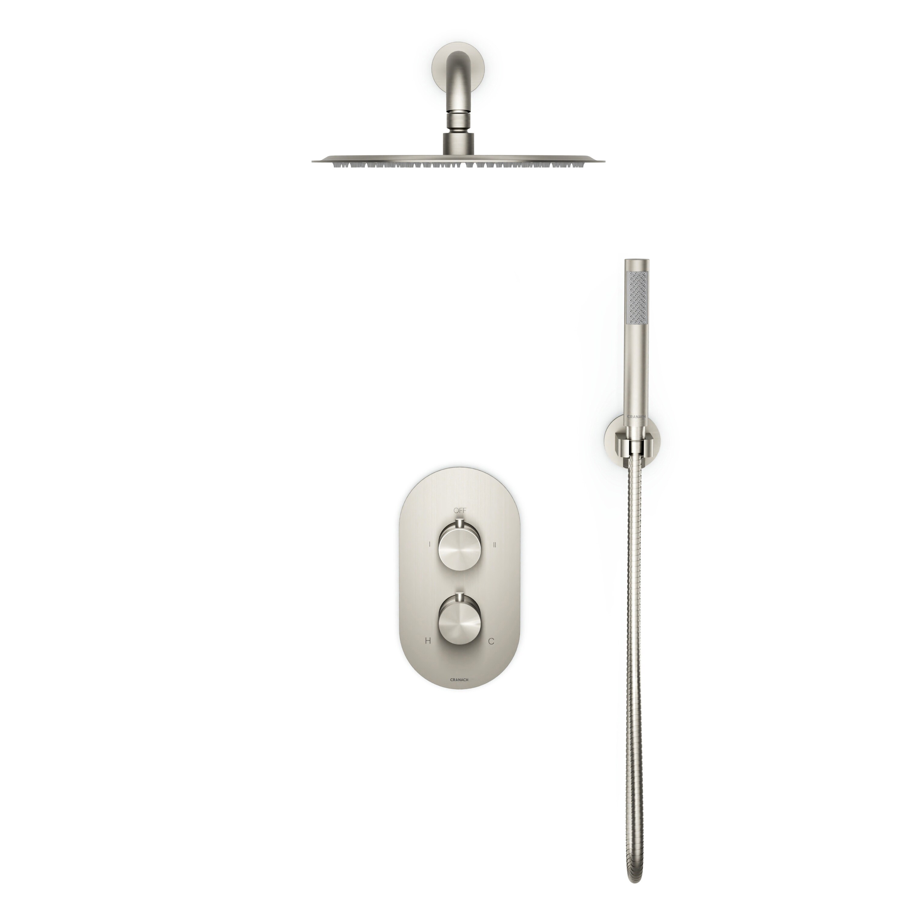 CRANACH ANGELSEY Brushed Nickel 12-inch Round Rainfall Shower Set with ...