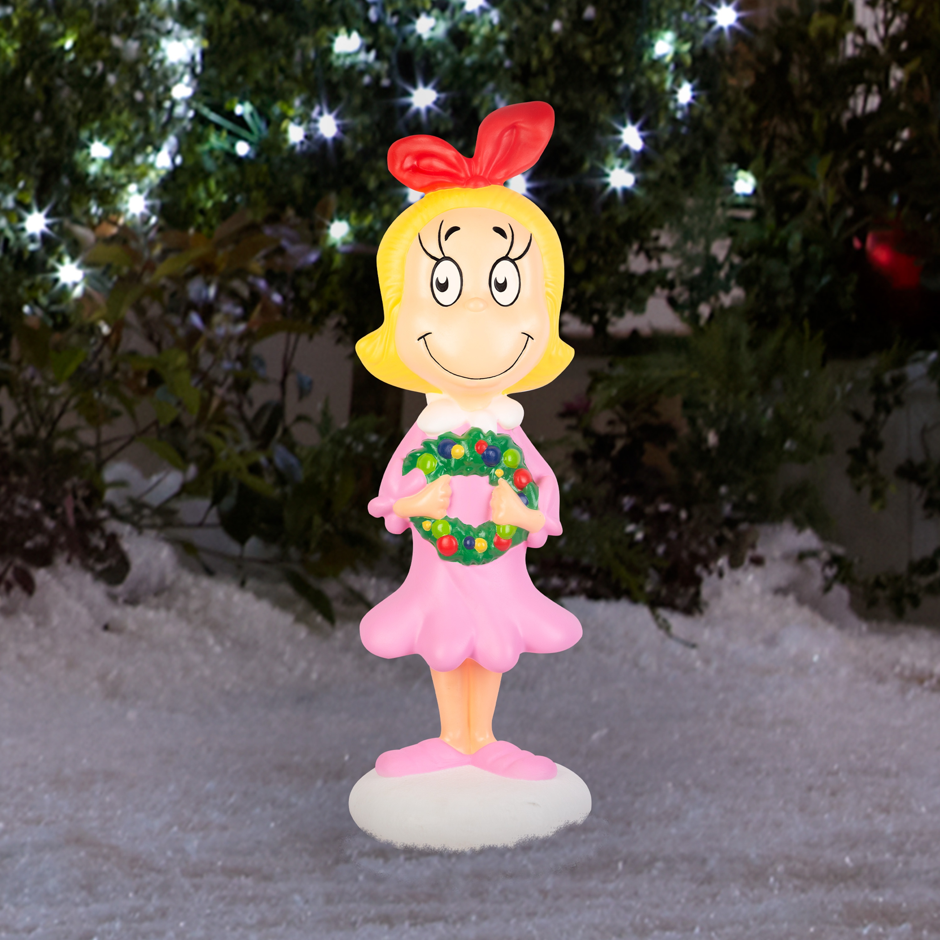 Grinch 2-ft LED Cindy Lou with Wreath Blow Mold Christmas Decoration in ...