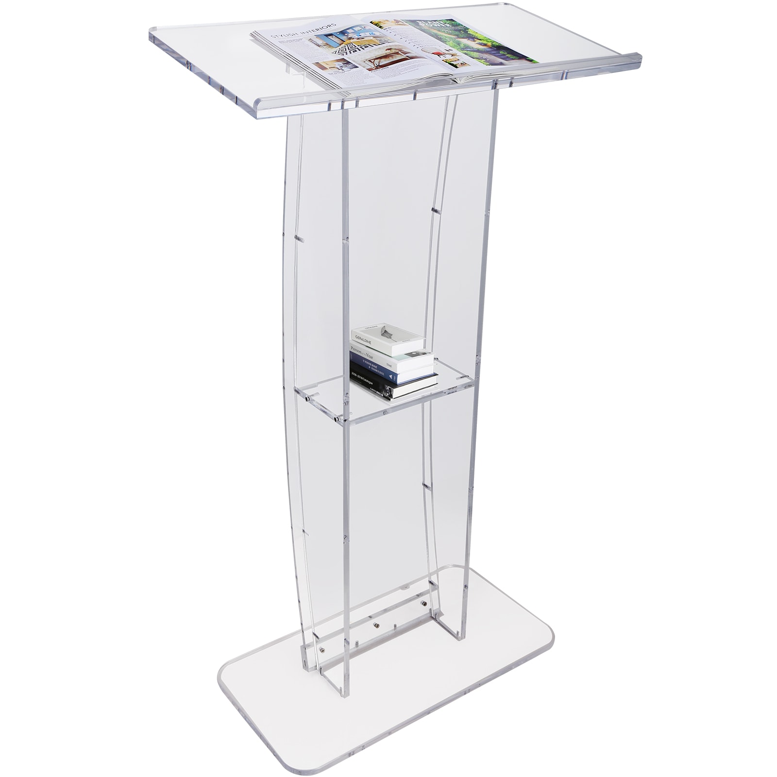 VEVOR Acrylic Podium 47in Clear Acrylic Podium Stand with Wide Reading ...