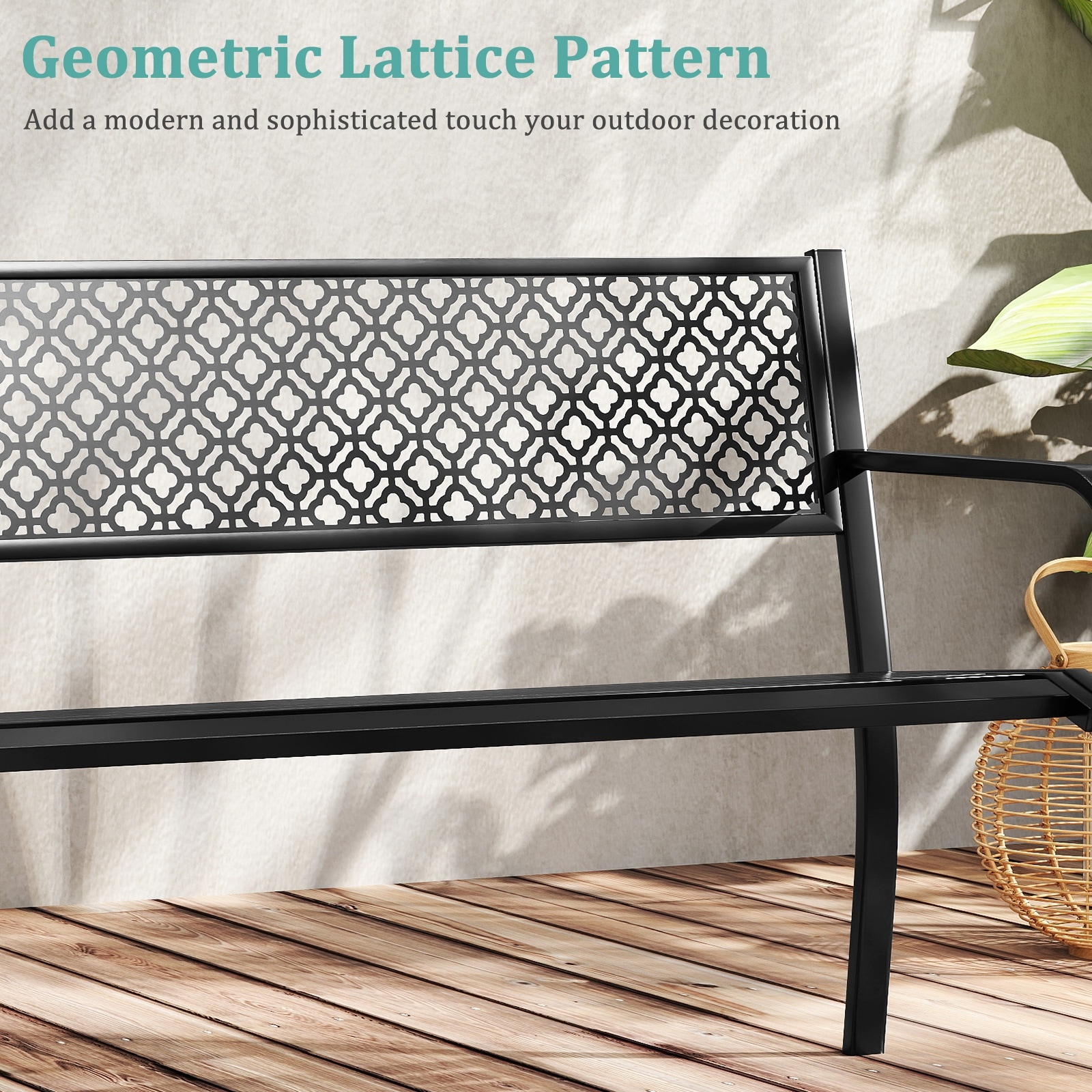 Volenca 50-in Outdoor Metal Garden Bench with Geometric Lattice ...