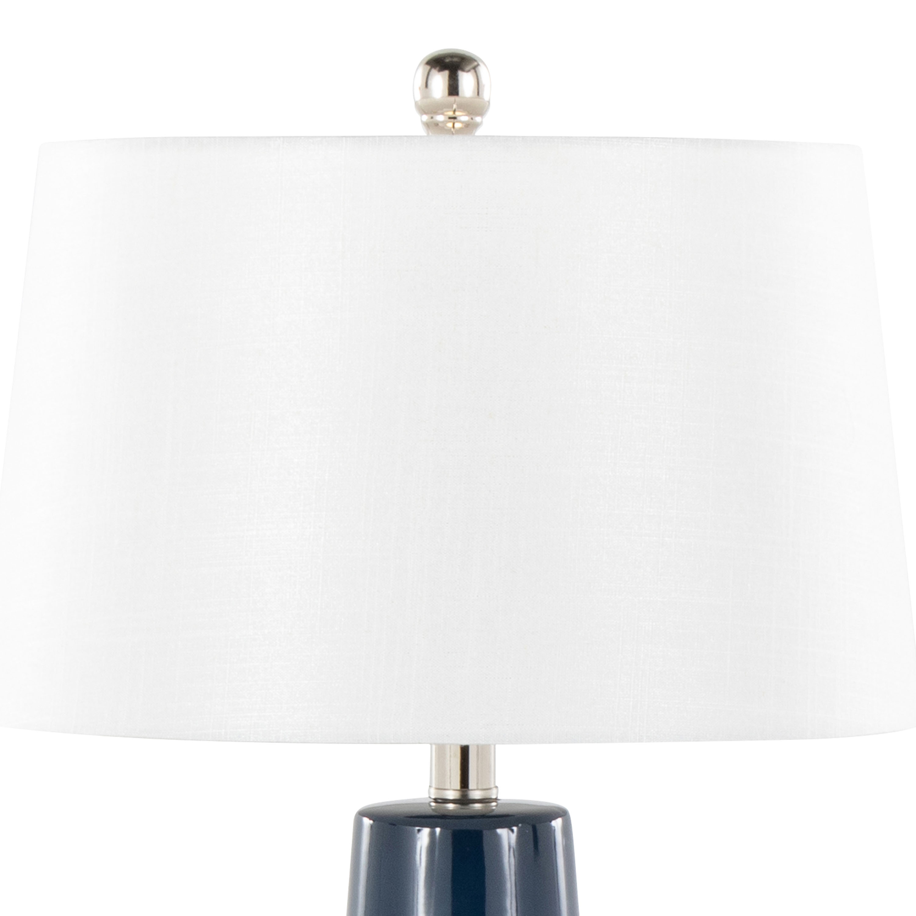 Tinyhomie Ceramic Table Lamp Blue Silver Body White Shade Contemporary ...