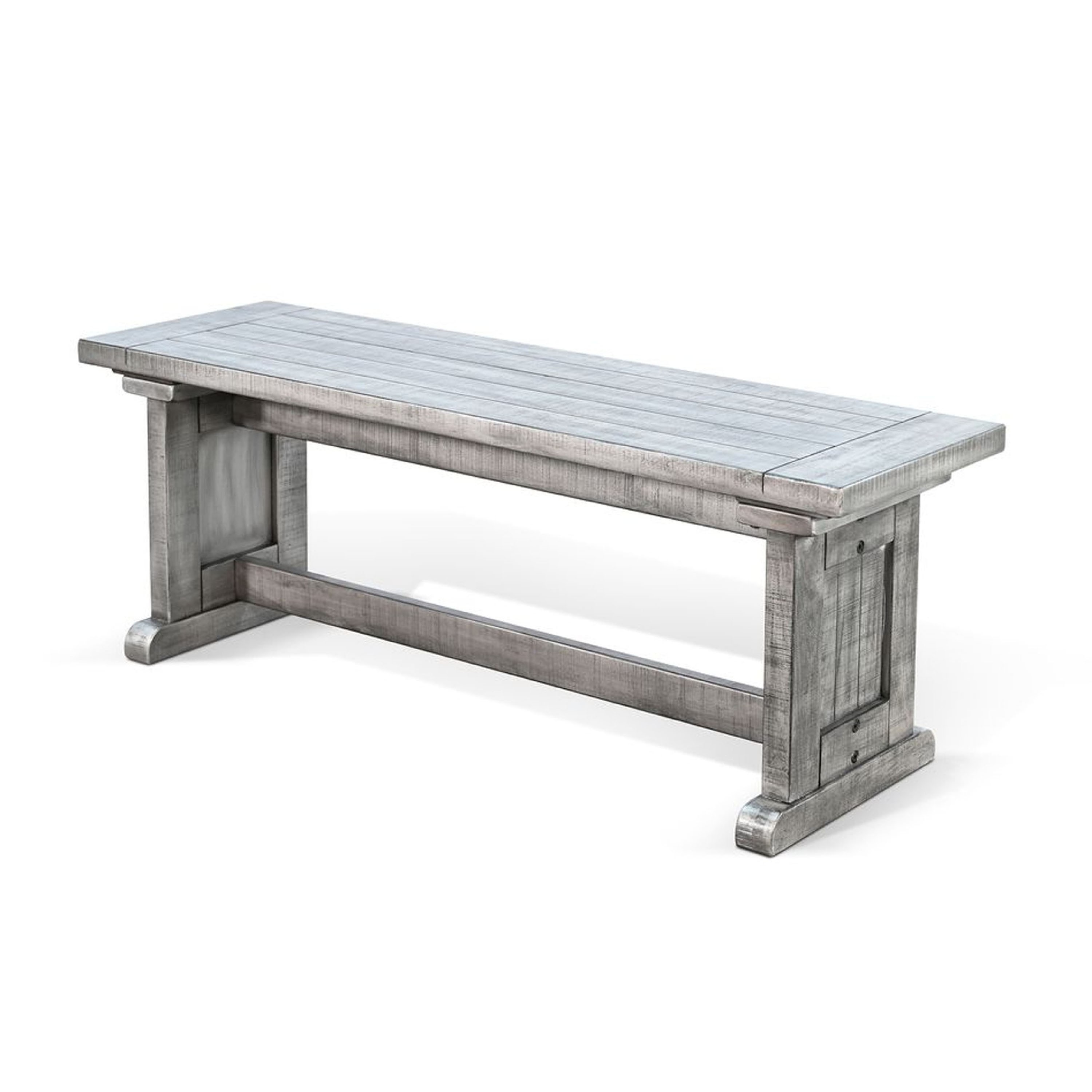 Benzara 15 in. Gray Entryway Dining Bench with Farmhouse Plank Style ...