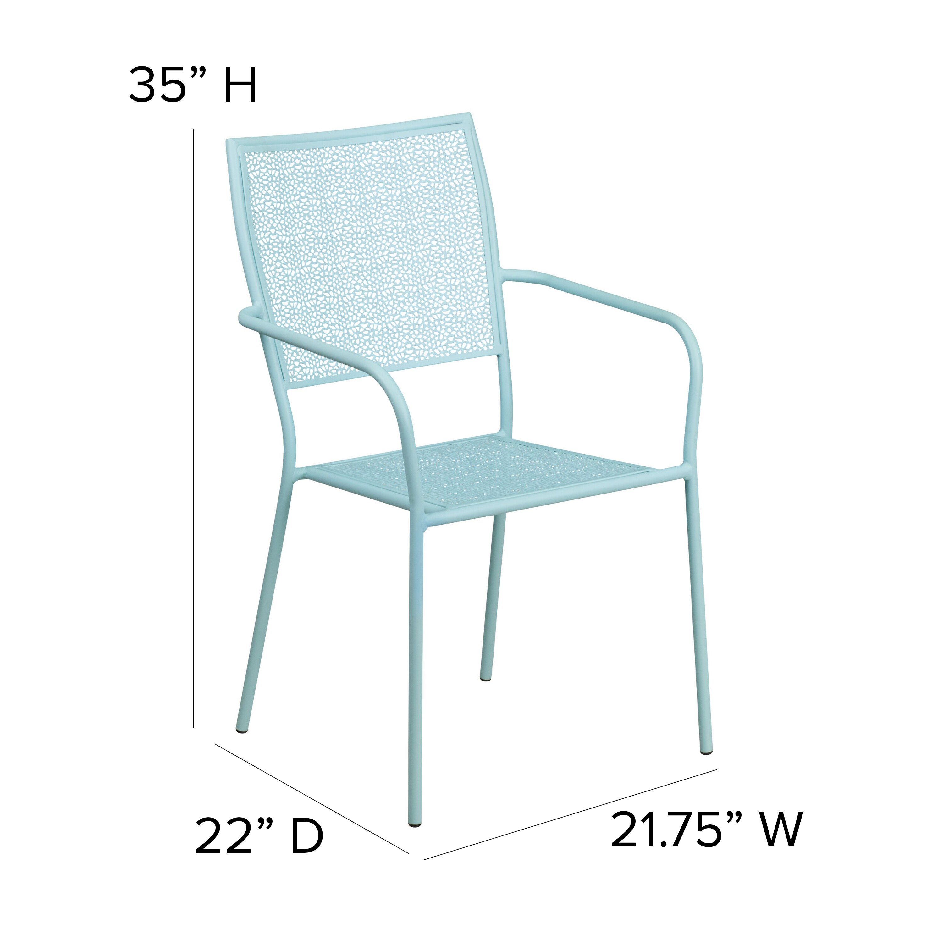 Emma + Oliver Commercial Grade Sky Blue Indoor-Outdoor Steel Patio Arm ...