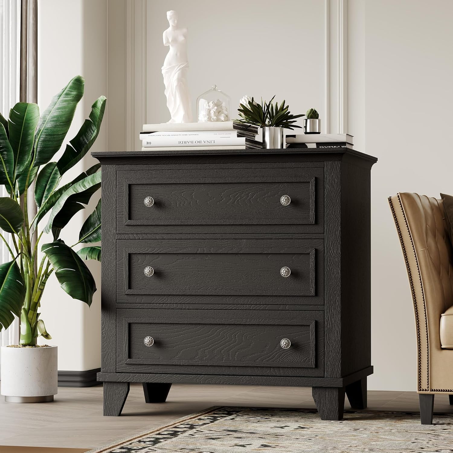 Garvee 3 Drawer Dresser for Bedroom Wide Chest of Drawers with Vintage ...