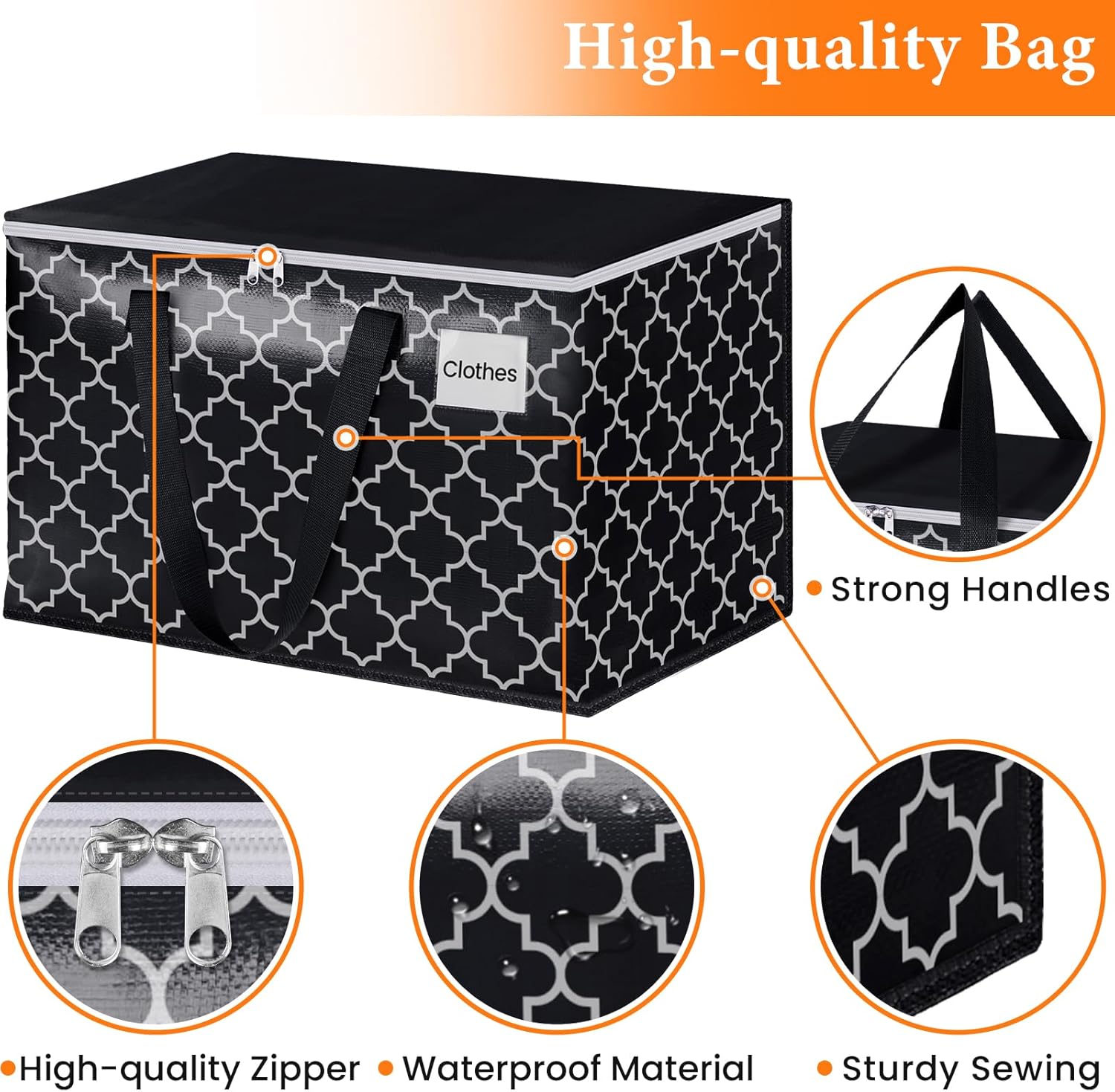 HomeHacks Heavy Duty Moving Bags with Tag Pockets Collapsible Storage ...