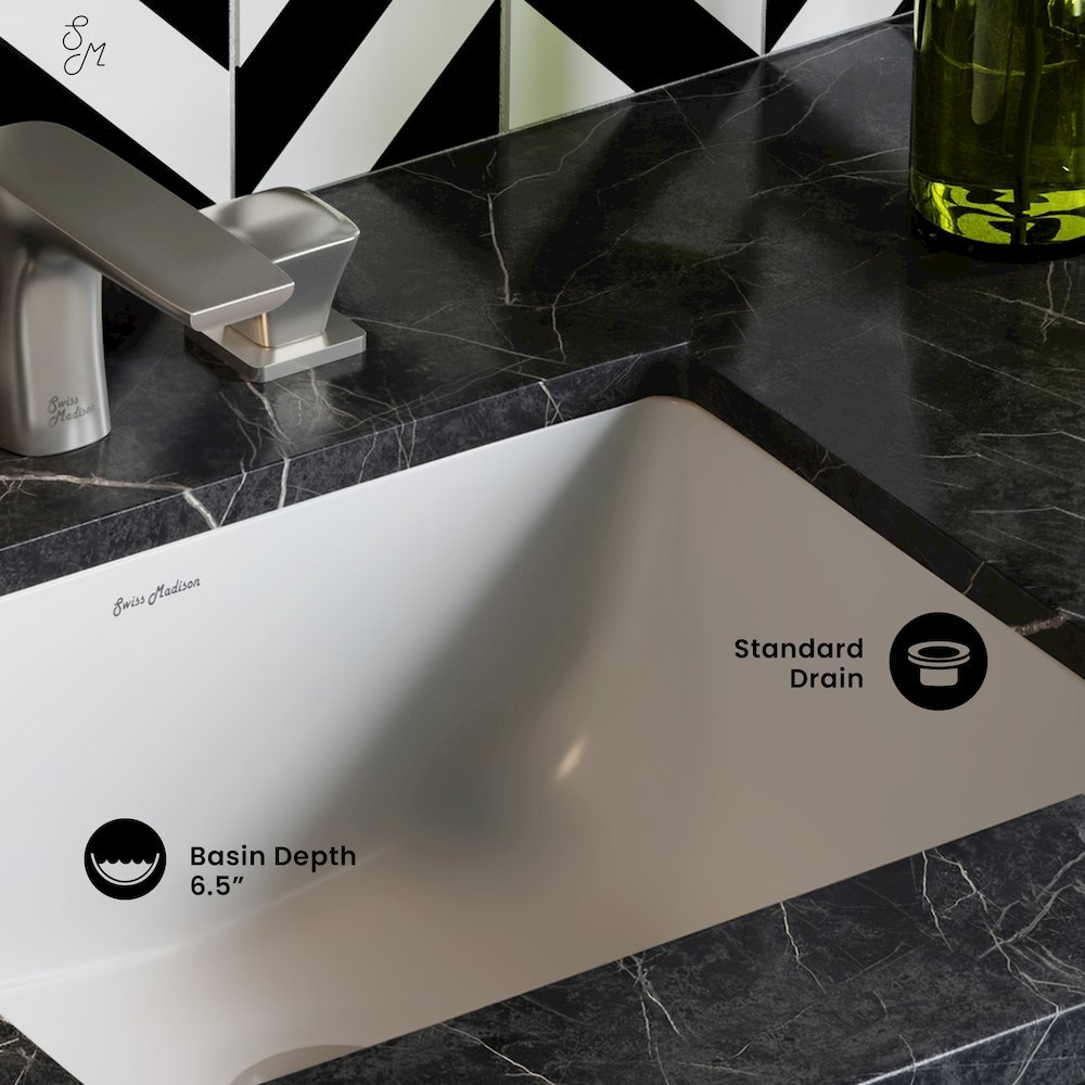 Swiss Madison Plaisir 185 Rectangular Under Mount Bathroom Sink in the ...