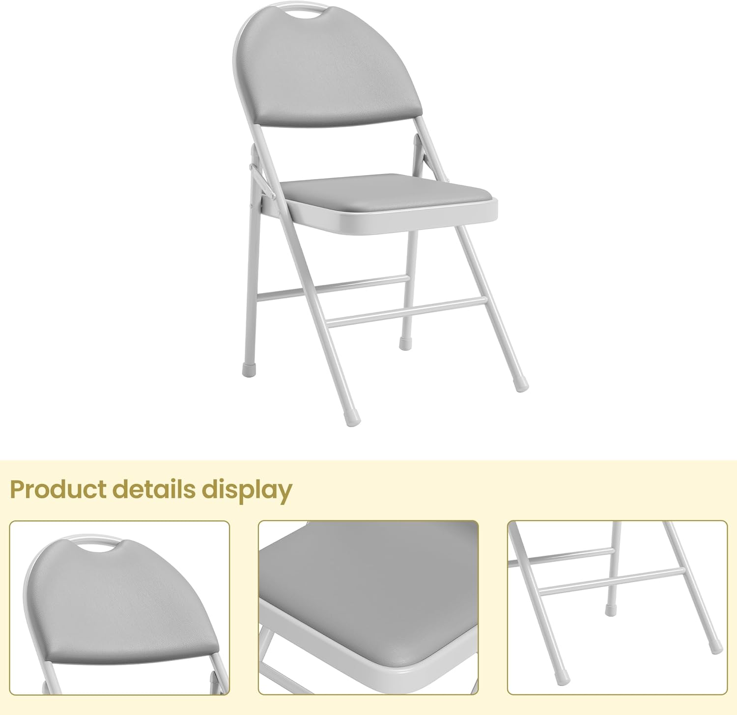 Garvee Folding Chairs with PU Leather Padded Cushion 350lbs Capacity ...