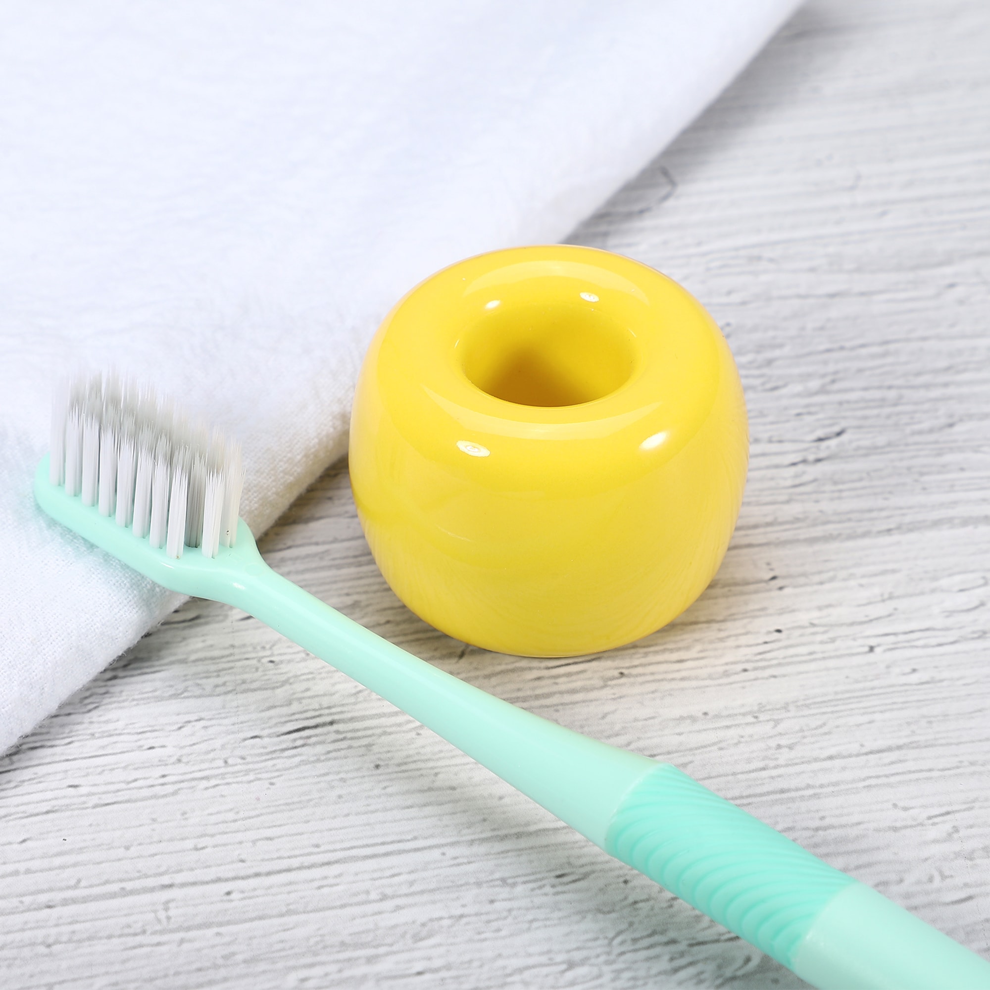 Unique Bargains Toothbrush Holder Round Mini Ceramic Toothbrush Holder ...