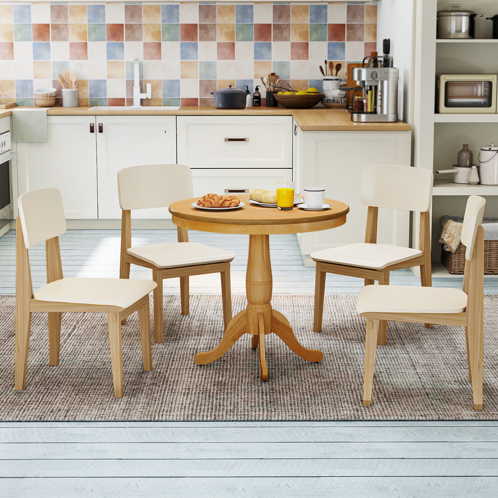 Slickblue Round Pedestal Dining Table (32W x 30H) Brown/Natural MDF ...