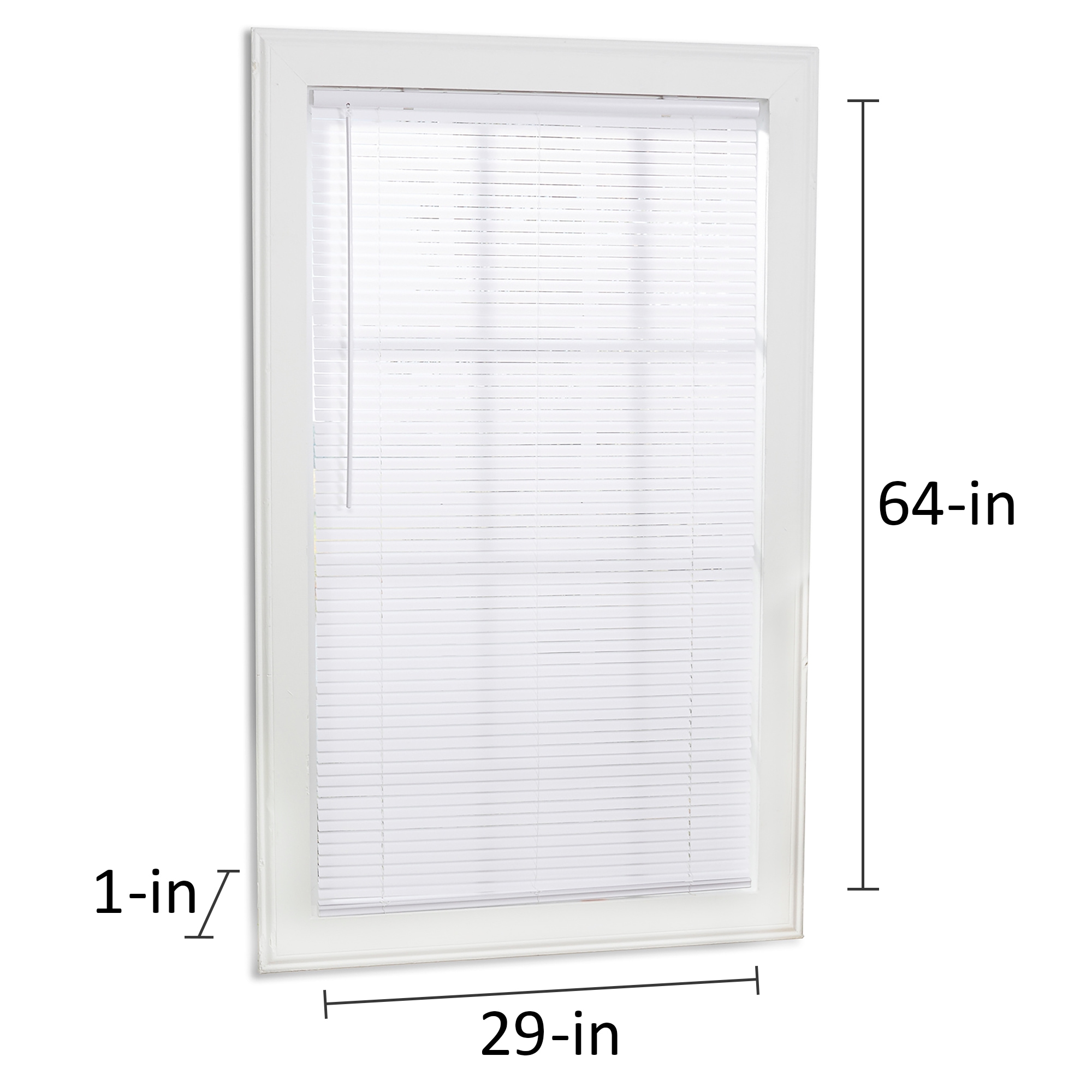 Project Source Light Filtering 1 in Slat Width 29 in x 64 in Cordless White Vinyl Light Filtering Mini blinds 42828 at Lowes