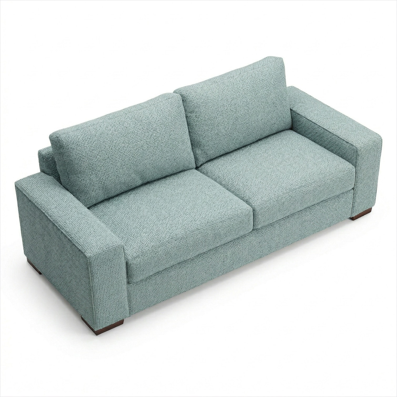 Watnature Classic 2-Arm Sofa in Rich Blue Polyester with Square ...
