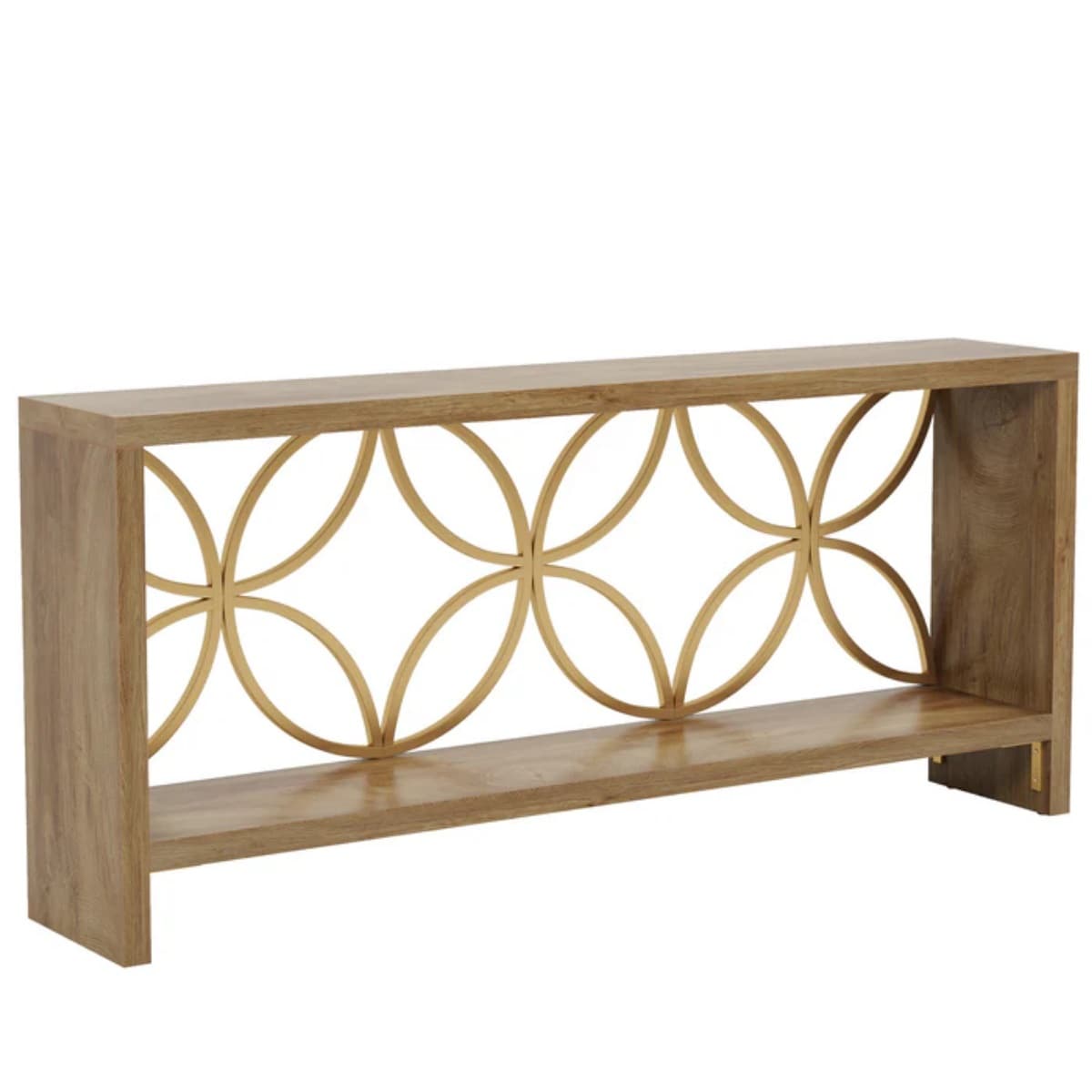 Slickblue Farmhouse Console Table with Bottom Storage and Metal Frame ...
