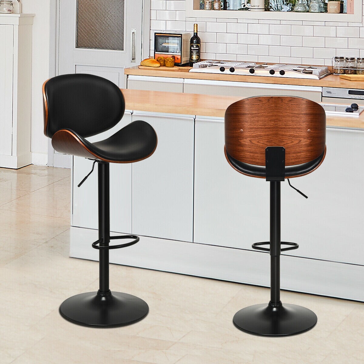 Ayelon Black 23.5-in H Adjustable Bar height Swivel Metal Bar Stool in ...