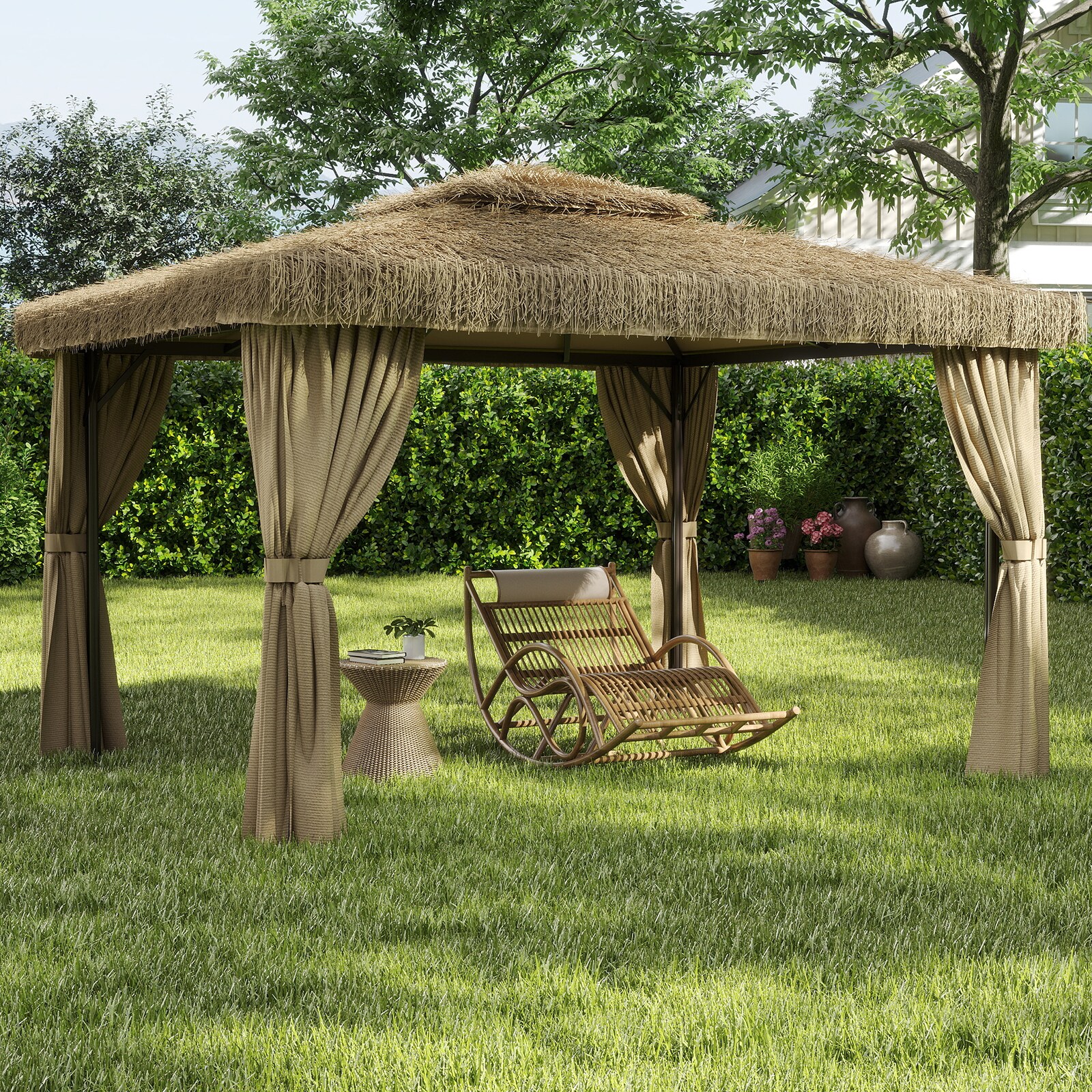 CESICIA 12.99-ft x 11.91-ft Gazebos Brown Solarium with Soft Top Roof ...