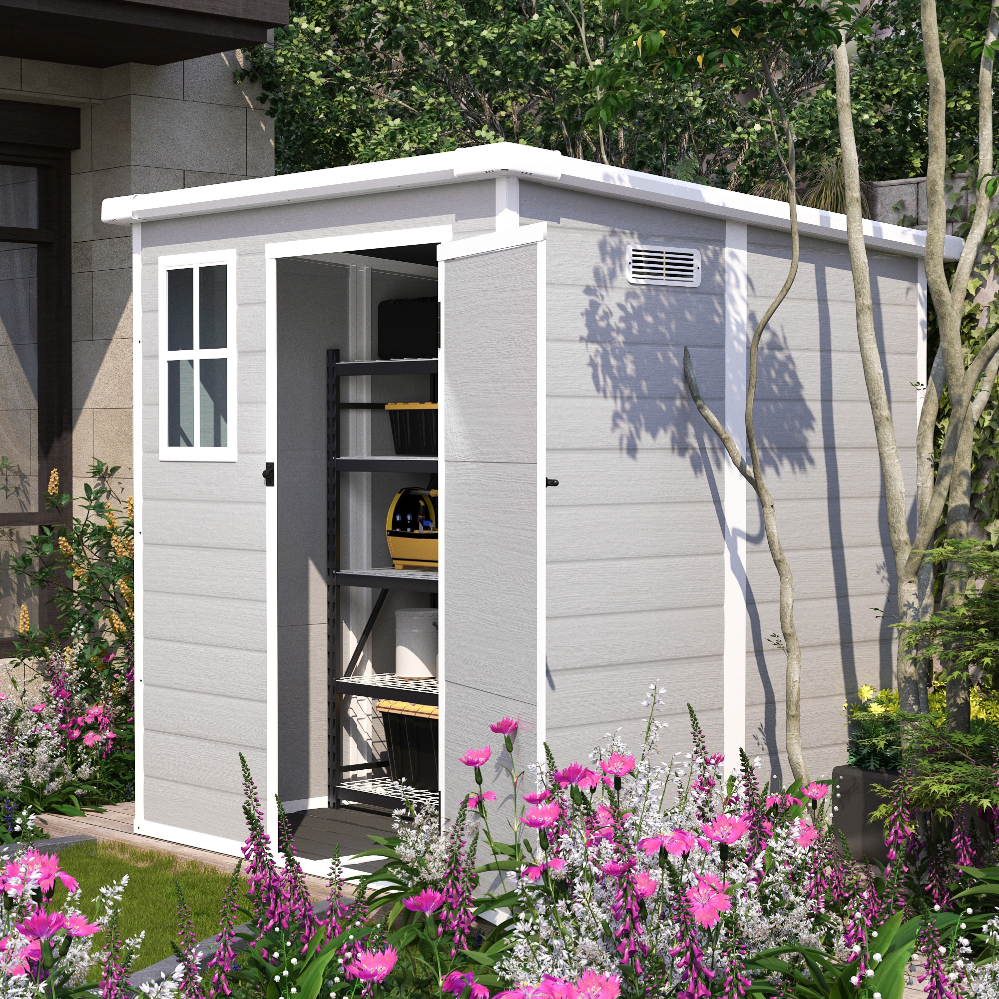 Boho Havens 6x6 FT Storage Shed Waterproof Resin Outdoor Storage Shed ...