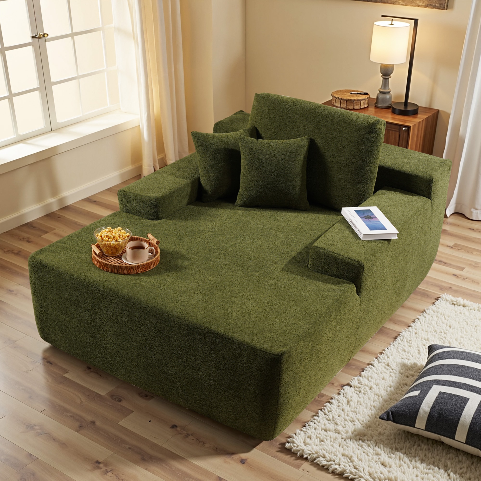 Ovios 48.42-in W Modern Green 1-seater Sofa in the Couches, Sofas ...