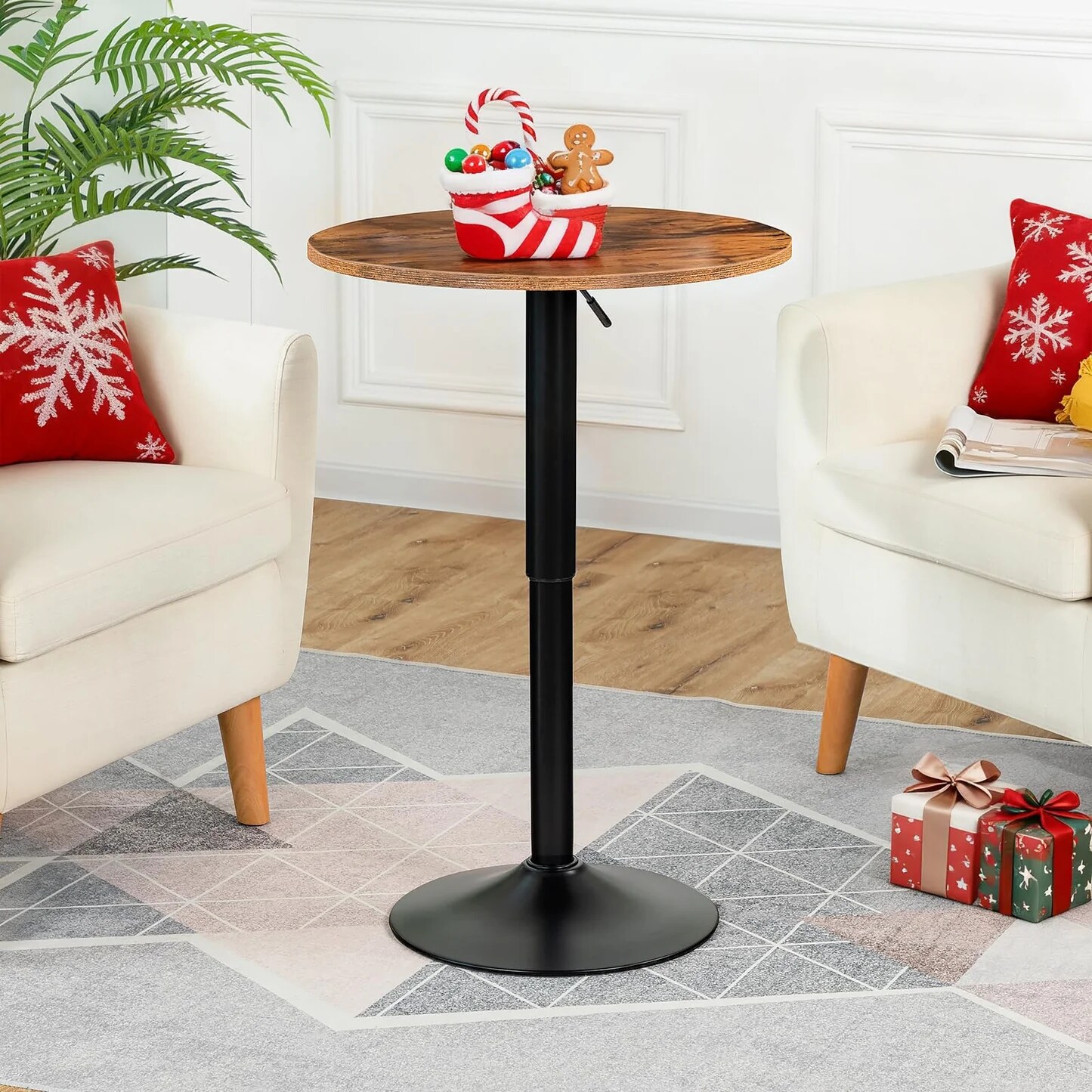 Slickblue Dining Area Adjustable Bar Table (21.7L x 35.4H) Brown Round ...