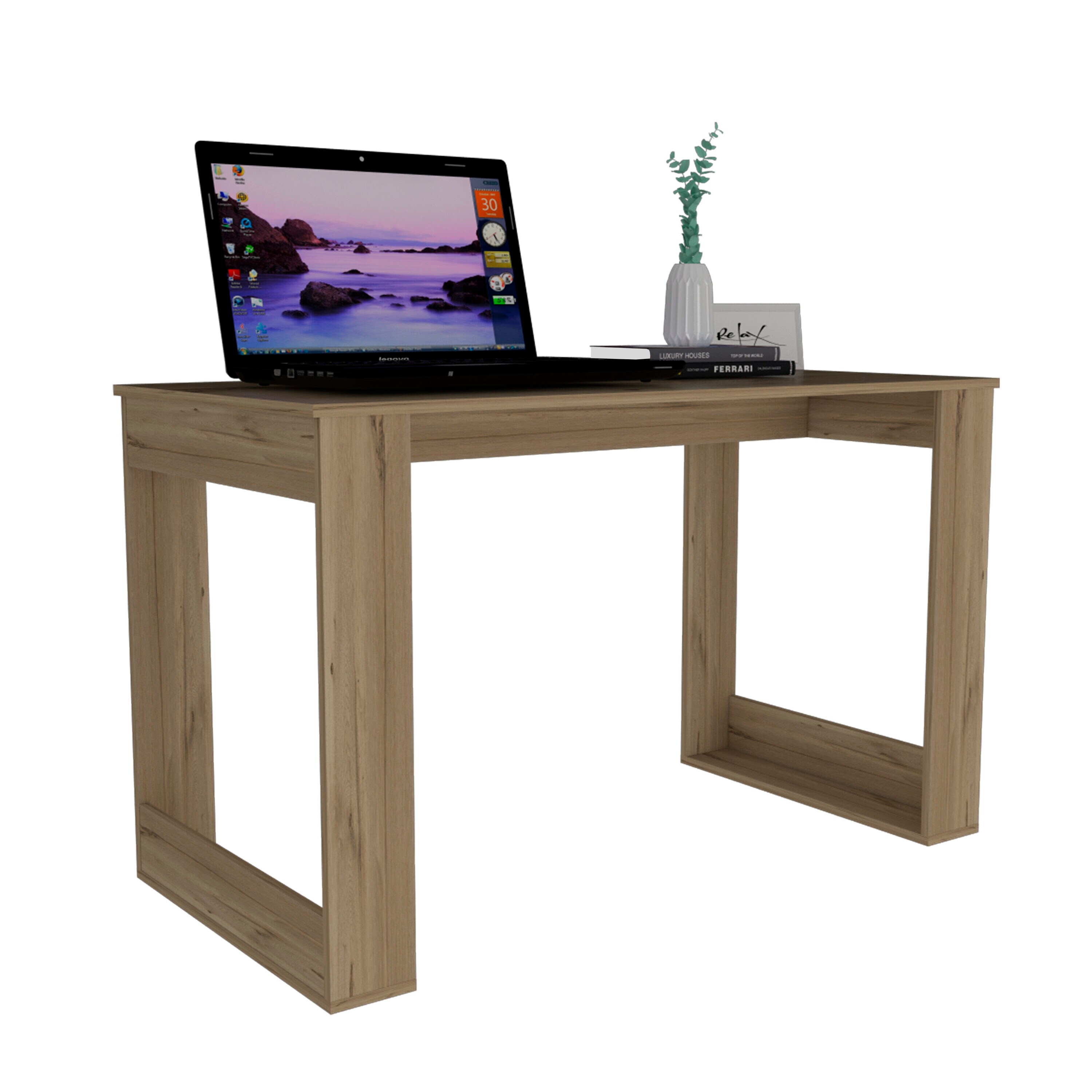 Tatayosi Lacey Smokey Oak Compact Computer Desk with Shelf in the Desks ...