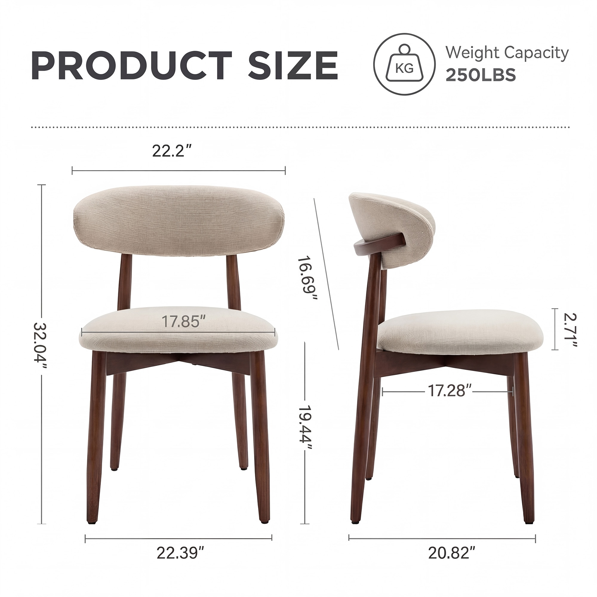 Colamy Set of 6 Upholstered Beige Solid Wood Dining Side Chair in the ...