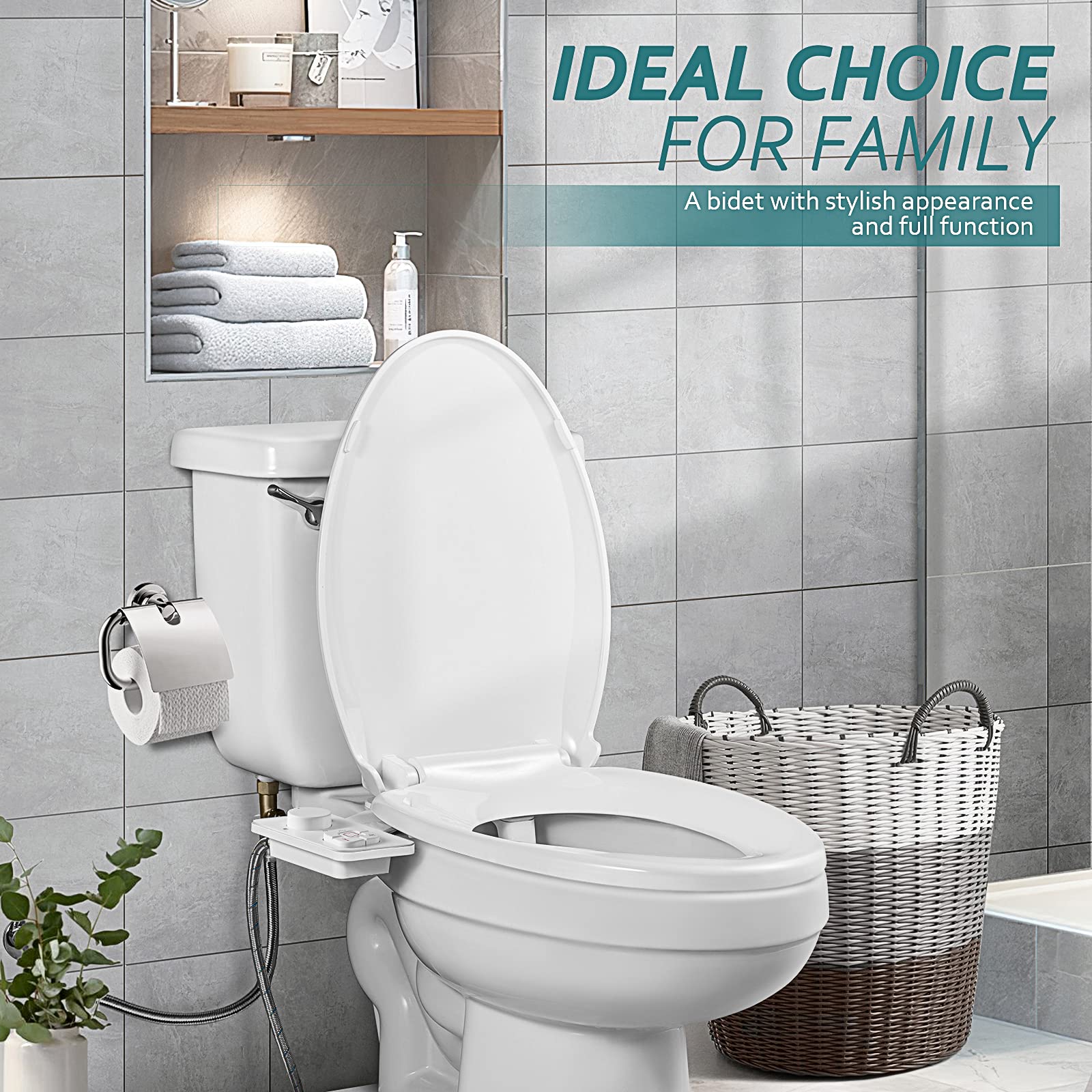 Wudkey White Non-Electric Bidet Attachment with Dual Self-Cleaning ...