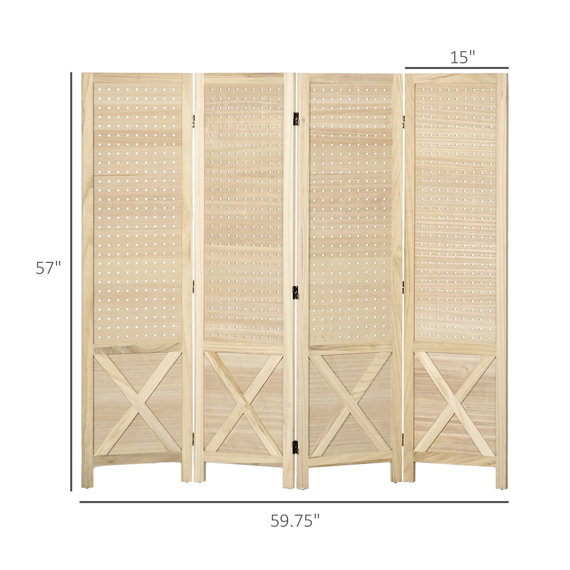 LUXEYARD 4 Panel Pegboard Room Divider with Folding Privacy Screen ...
