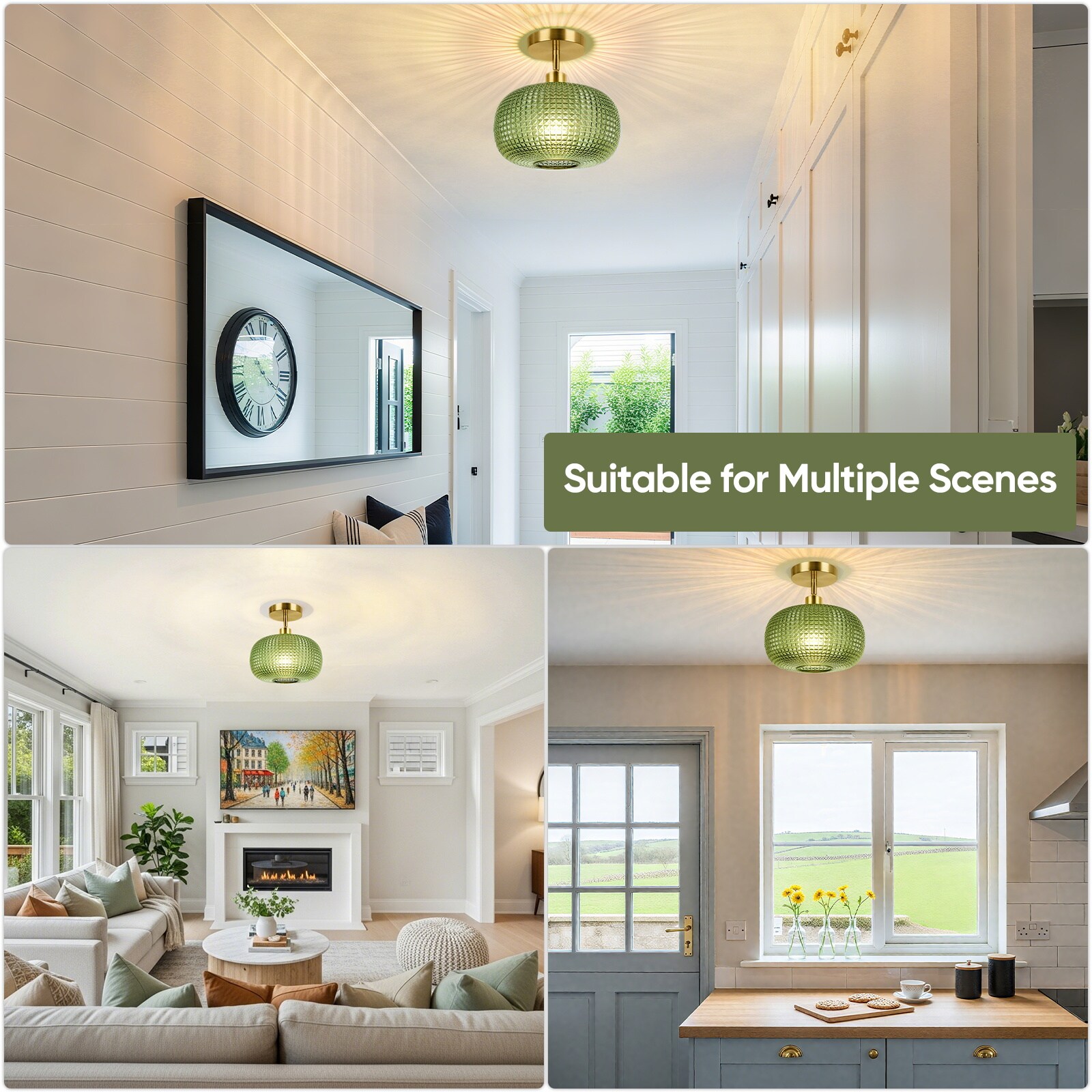 Cinoton Semi Flush Mount Ceiling Light Adjustable Hanging Gold Sloped ...