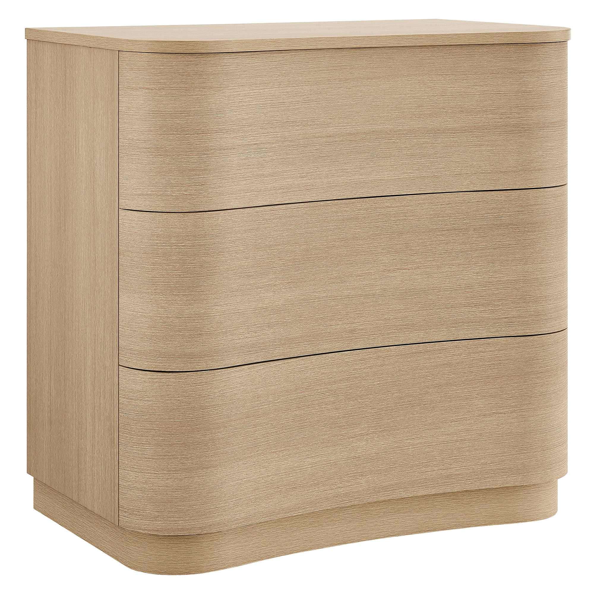 Modway Mirae 3-Drawer Curved Compact Dresser in Brushed Light Oak in ...