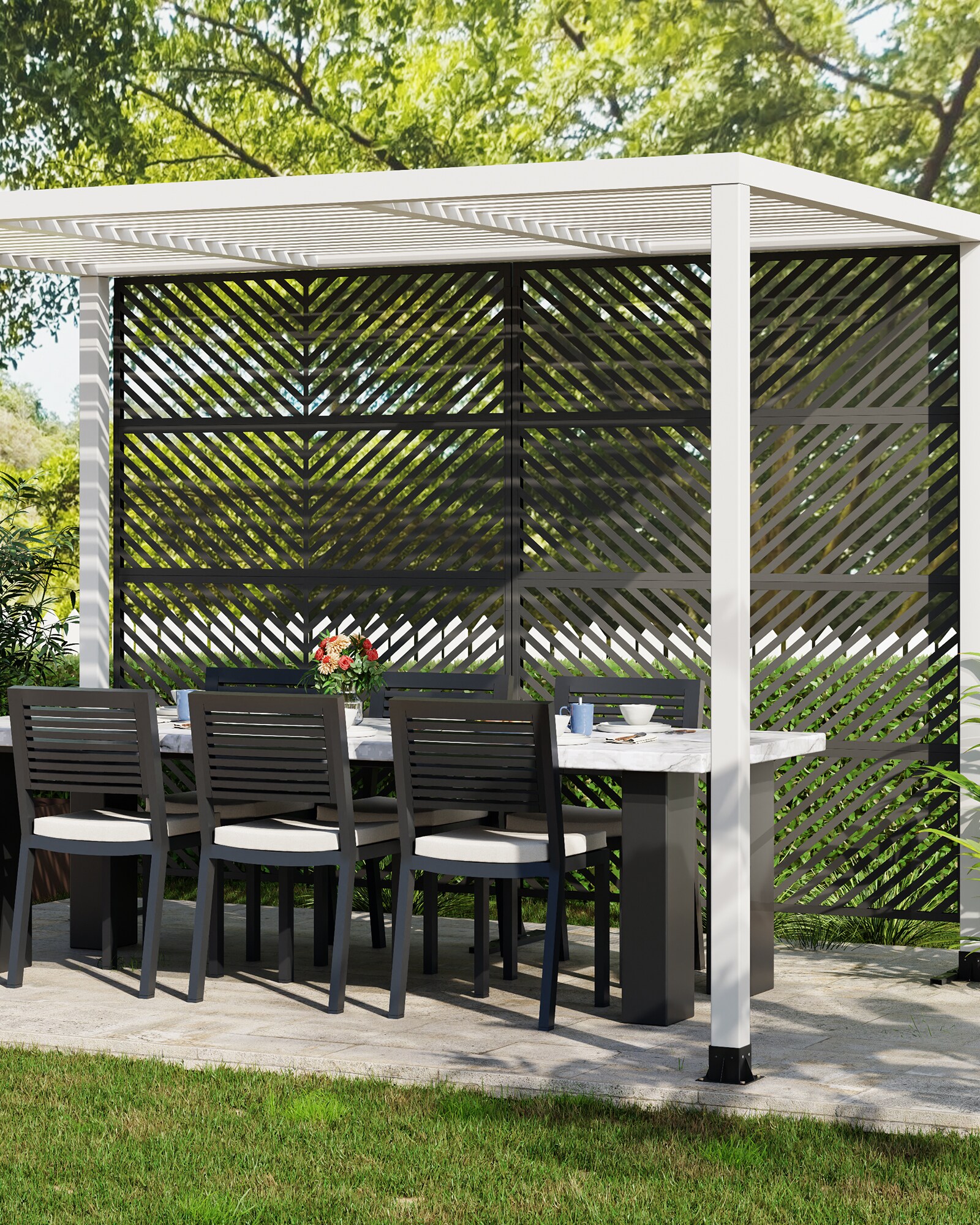 Garvee 72 Inch H x 47 Inch W Metal Privacy Screen Freestanding Outdoor ...