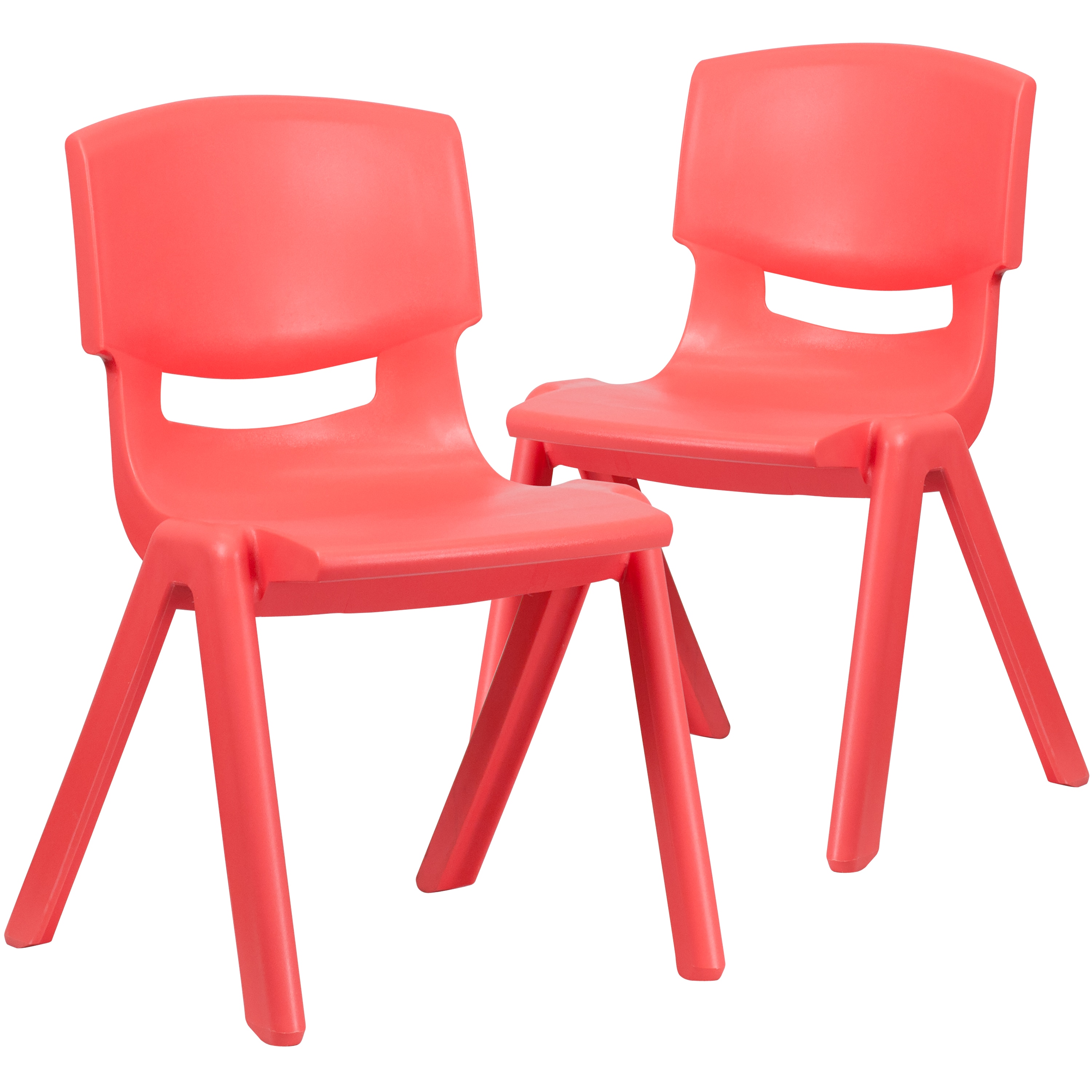 Emma + Oliver 2 Pack Red Plastic Stackable School Chair with 15.5-in H ...