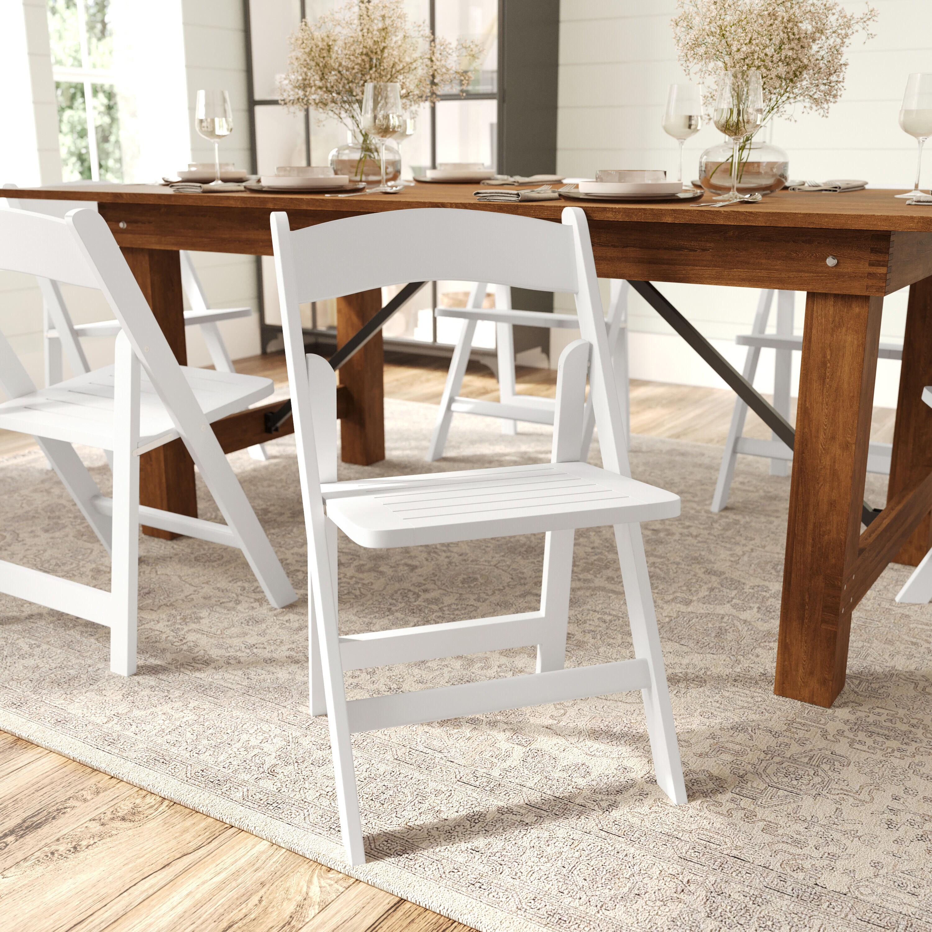Merrick Lane Nathan Solid Wood Dining Chair with Foldable Design and ...