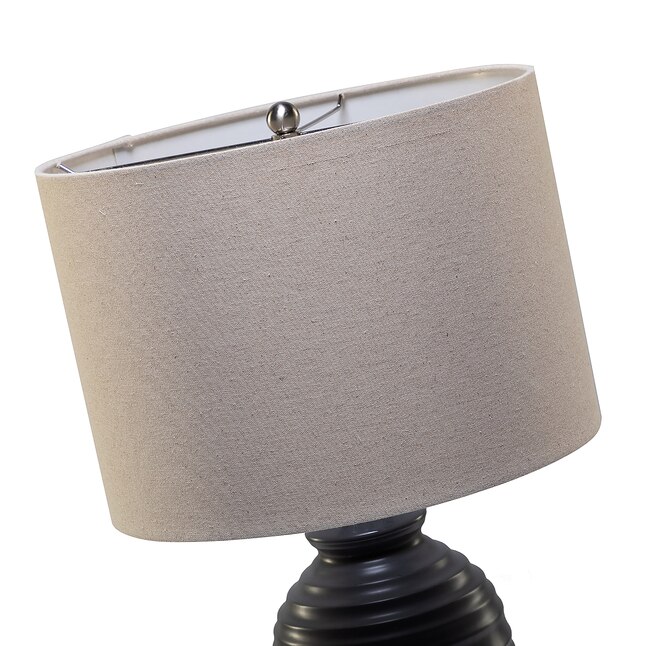 Black Table Lamp With Fabric Shade At