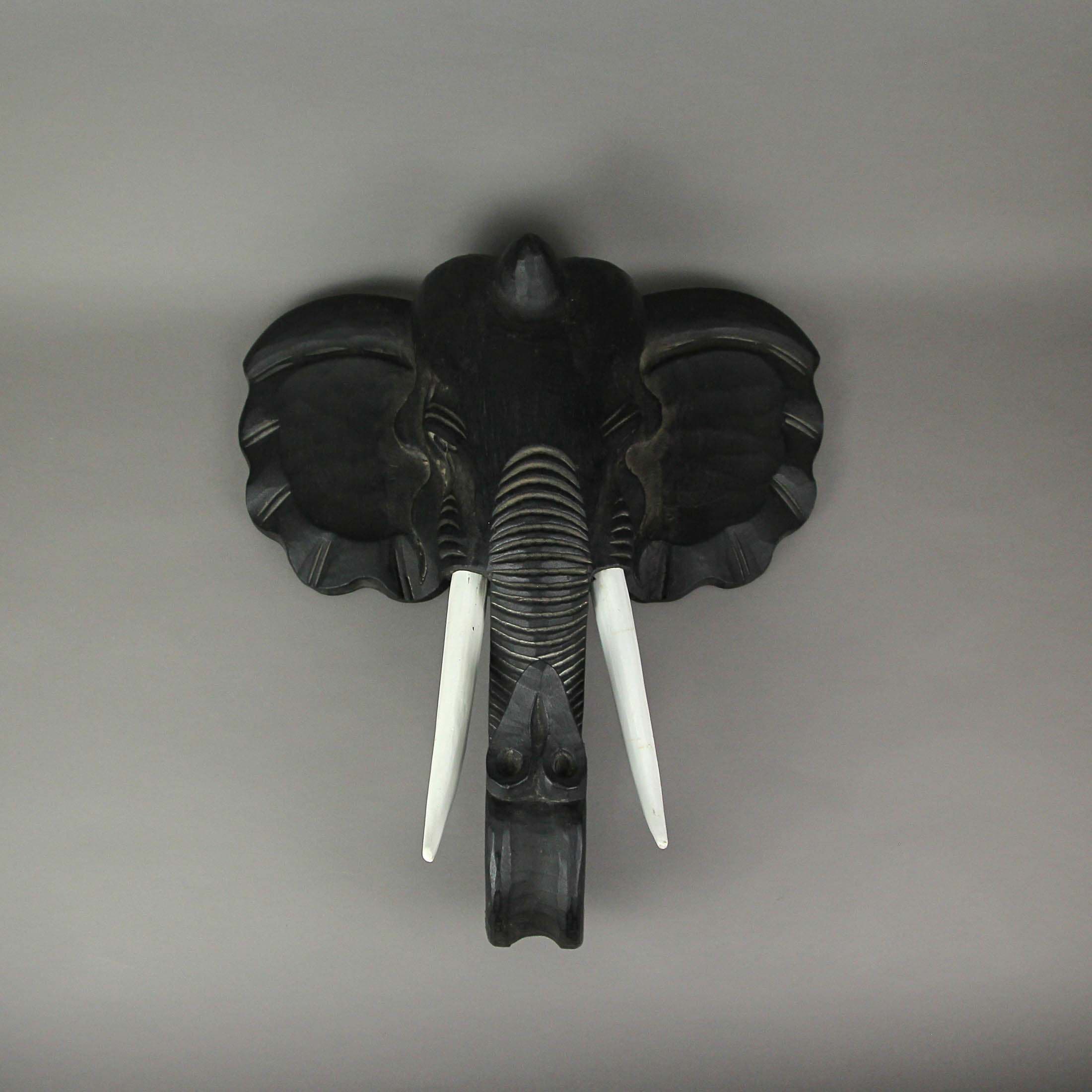 Zeckos Hand Carved African Elephant Bust Sculpture Wooden Home Decor ...