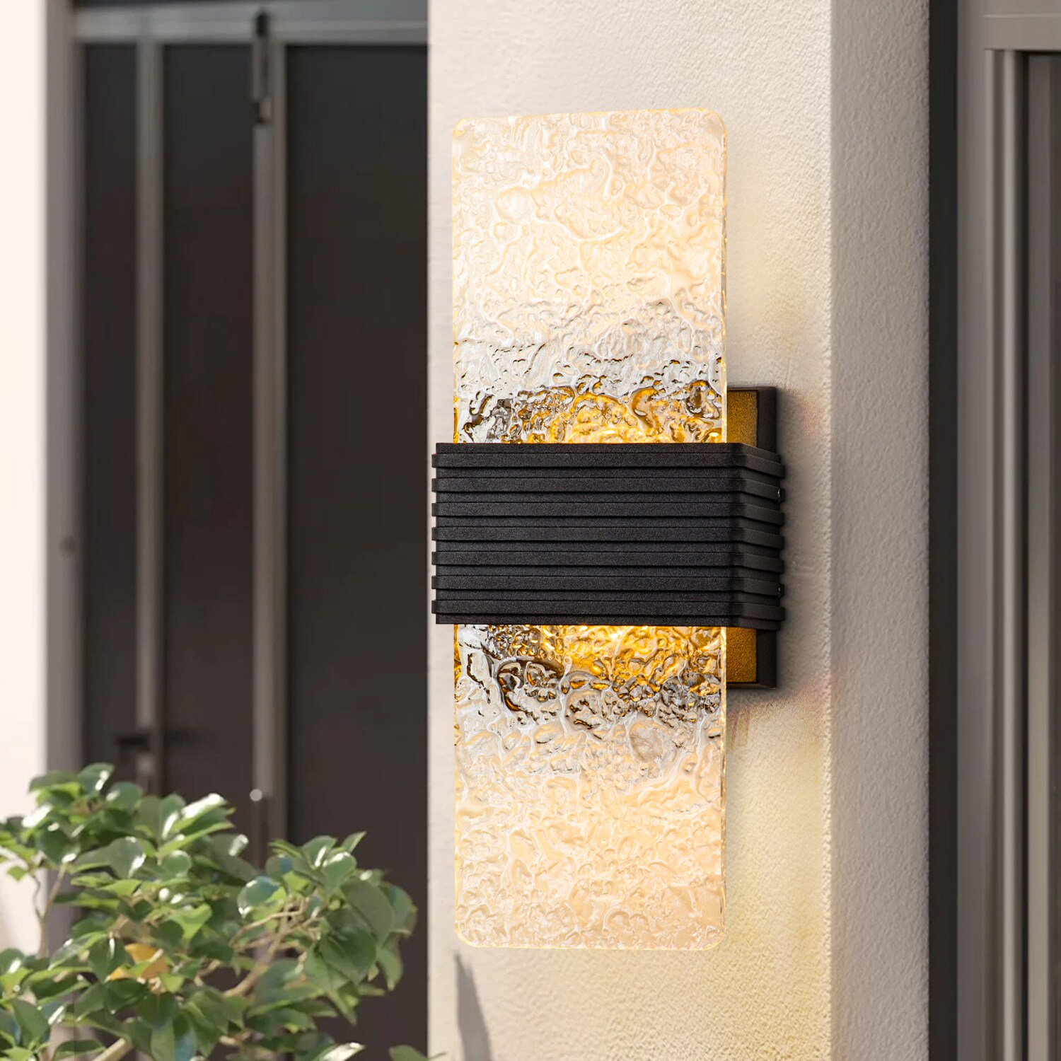 Rennnsan Sasa 12.5-in H Matte Black Integrated LED Outdoor Wall Light ...