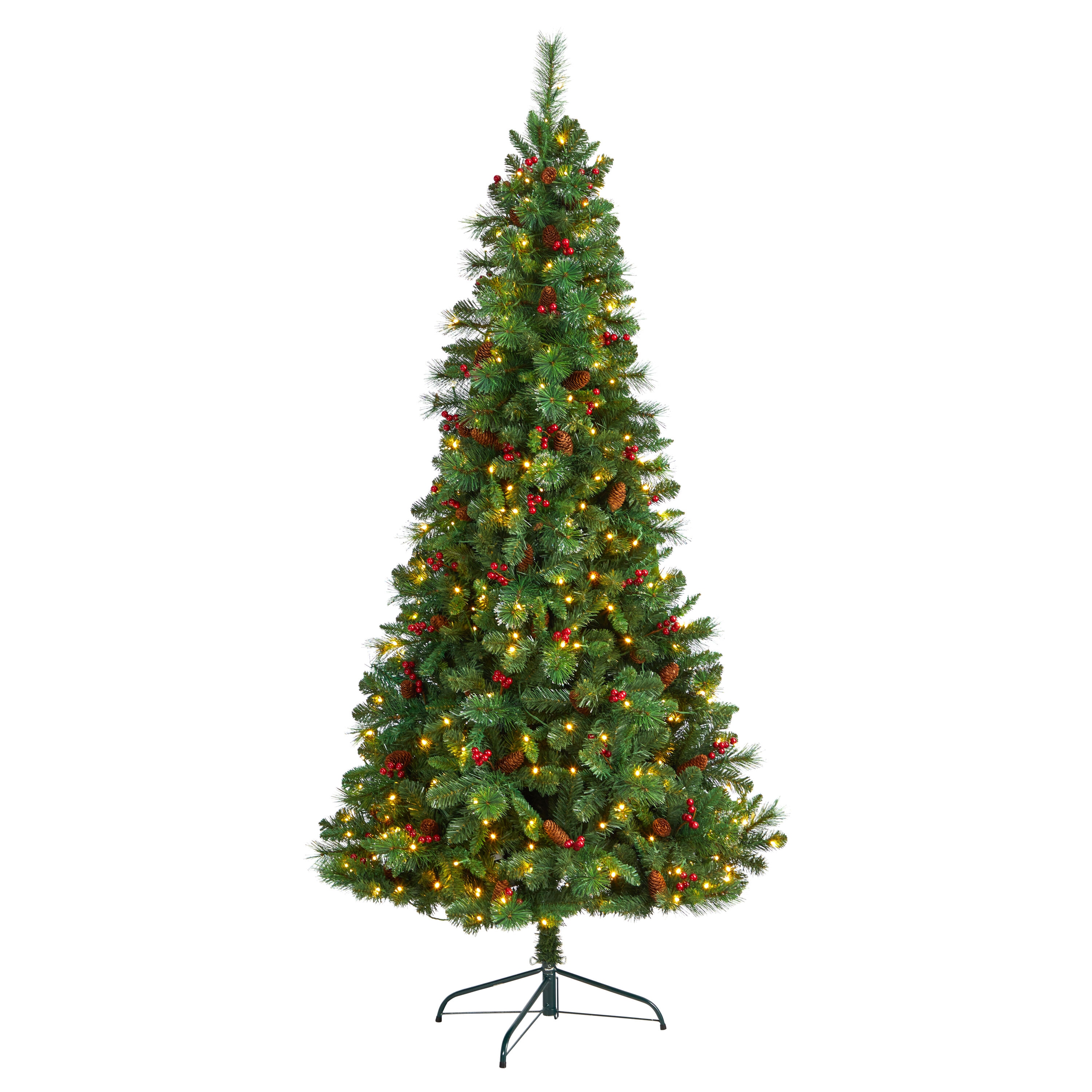 Nearly Natural 7-ft Flat Back Montreal Mountain Pine Artificial ...