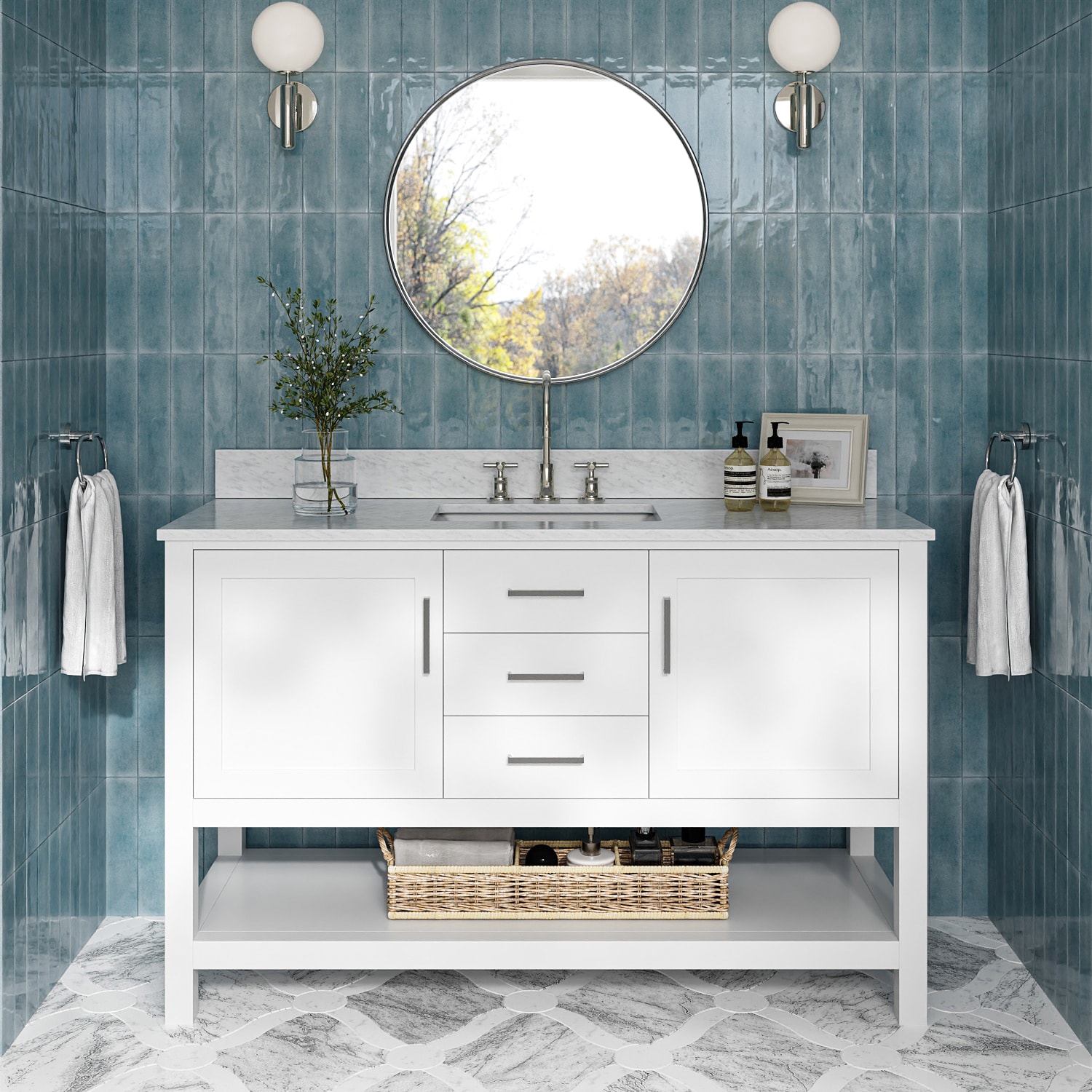 ARIEL Bayhill 55-in White Undermount Single Sink Bathroom Vanity with 0 ...