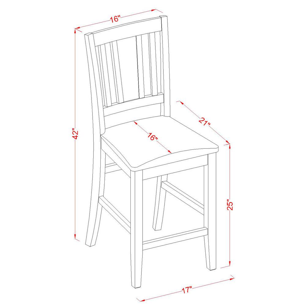 East West Furniture Buckland Counter Height Dining Chair with Leather ...