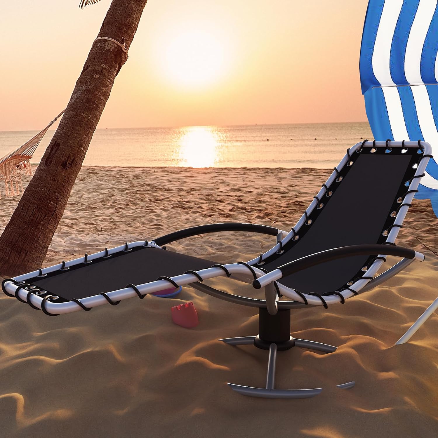 Garvee 360 Degree Rotating Outdoor Chaise Lounge Chair- Iron Patio ...