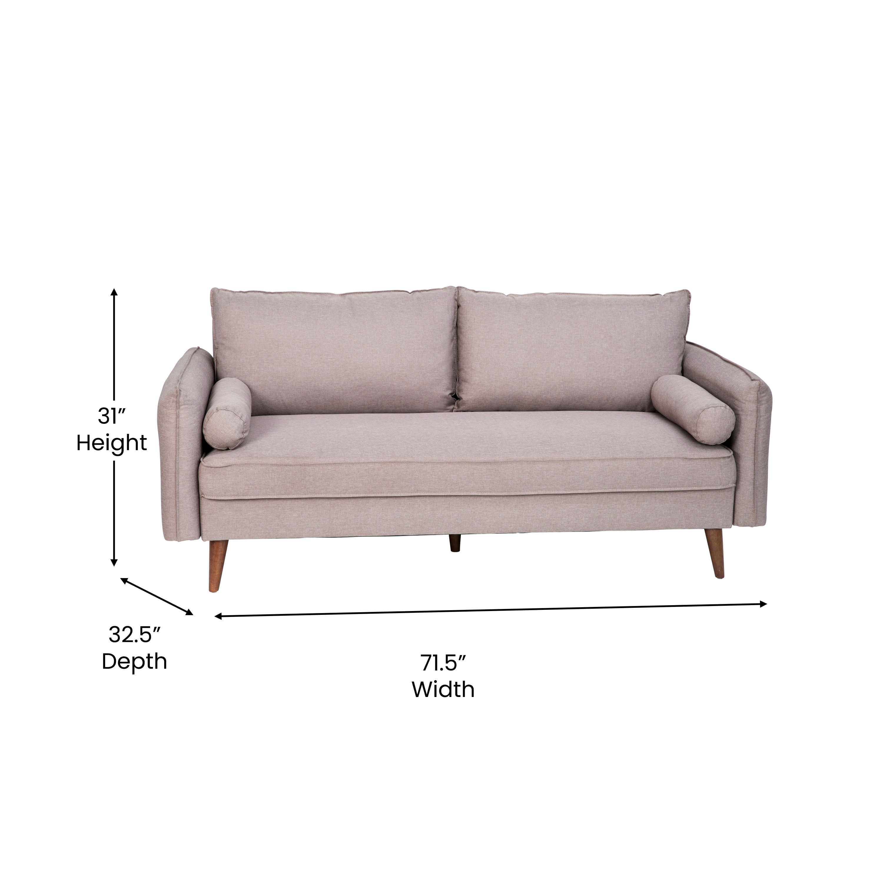 Emma + Oliver Carthage Taupe Faux Linen Upholstered Mid-Century Modern ...