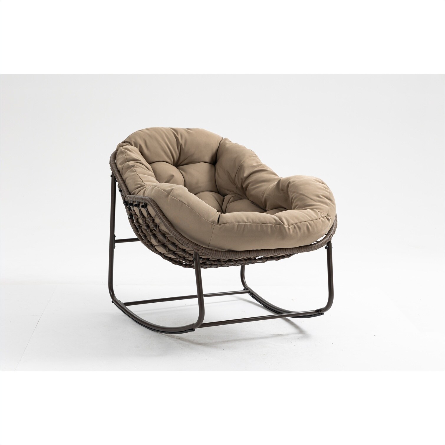 Naturefalls Oversized Wicker Egg Rocking Chair with Thick Cushion Beige ...