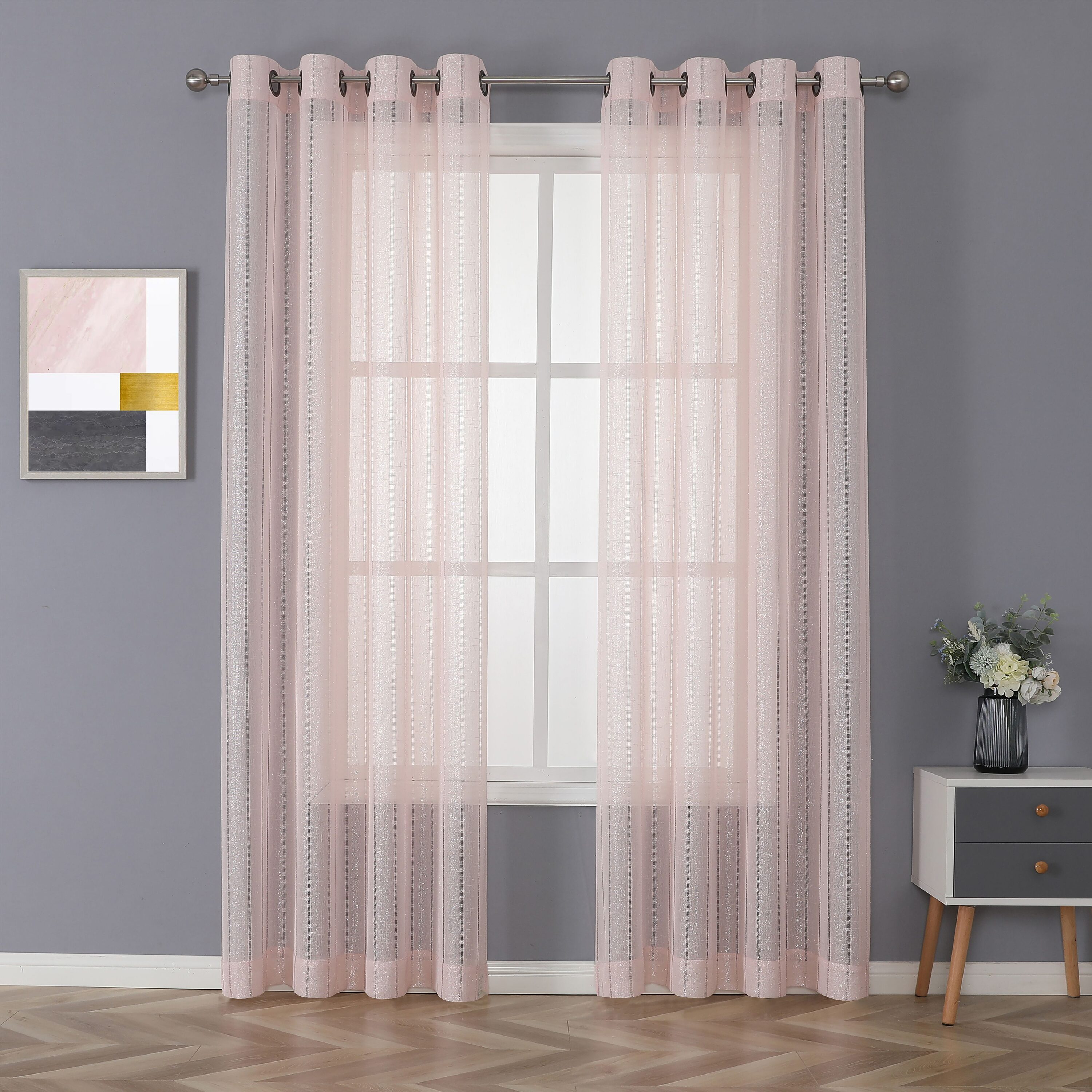 KATE AURORA 2 Piece Metallic Shimmer Chic Striped Flax Styled Sheer ...