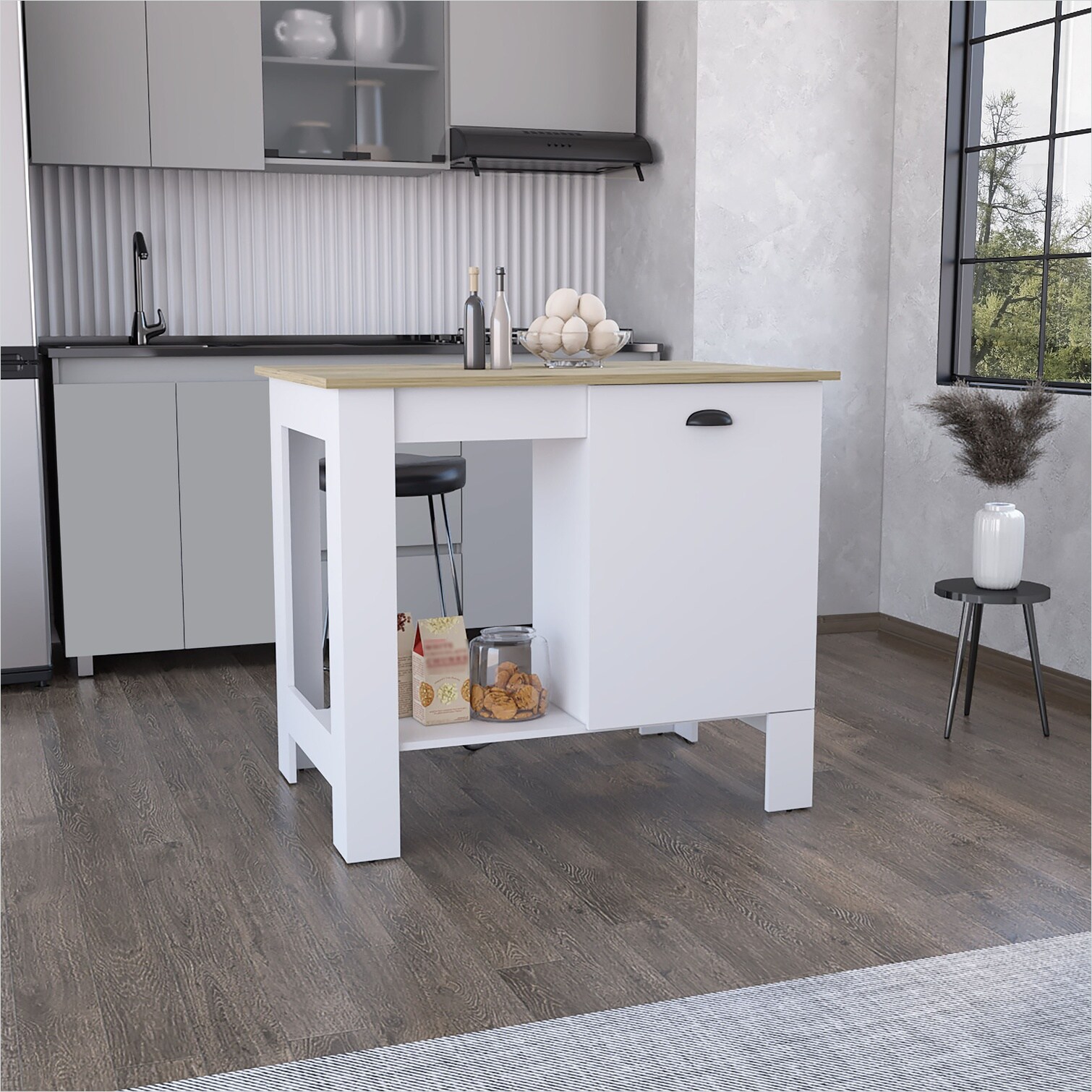 Naturefalls 41-Inch Wide Kitchen Island Table with Single-Door Cabinet ...