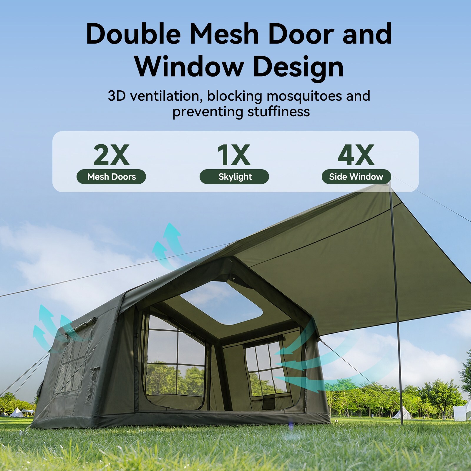 Esazn Inflatable Tents for Camping Polyester 4 -Person Screen tent in ...