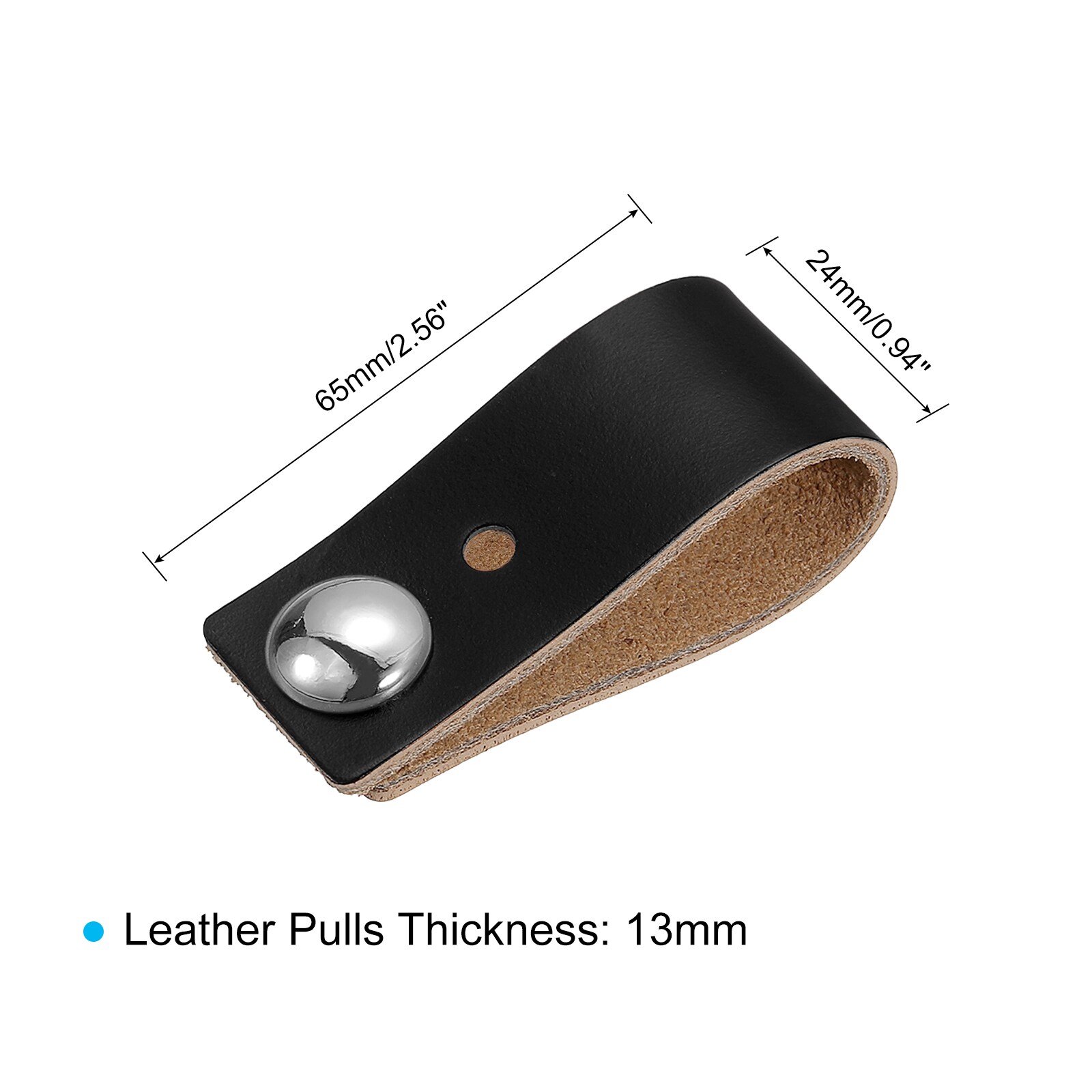 Unique Bargains Leather Drawer Pulls 2.56inch 2Pcs Leather Furniture ...
