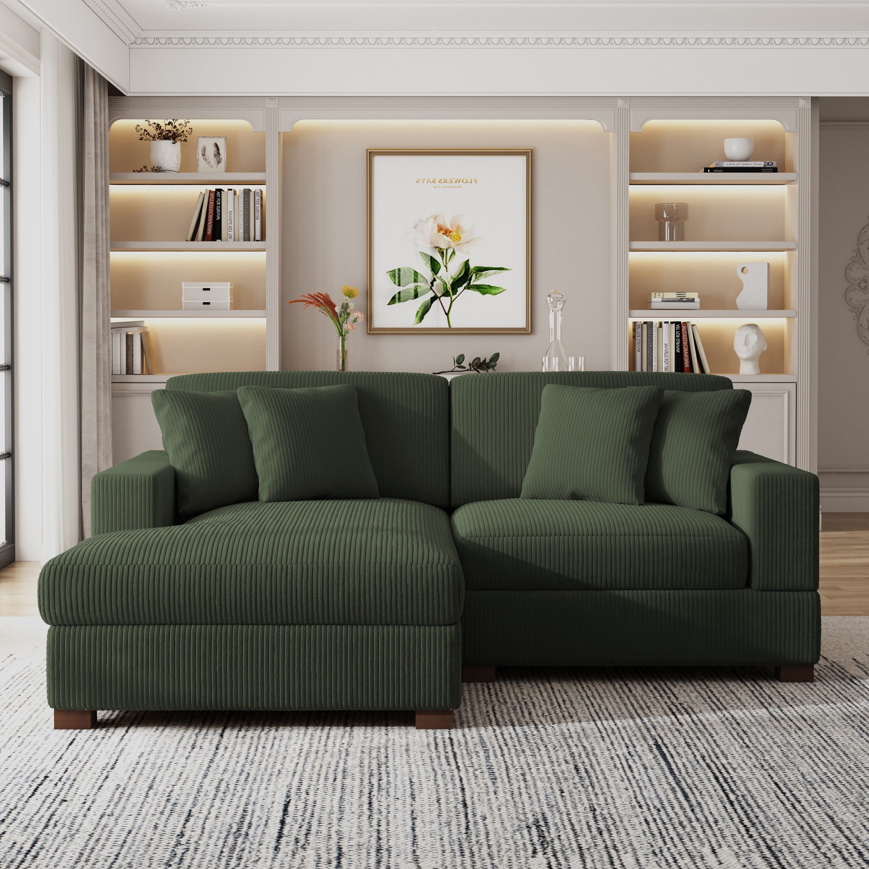 Dreamsidea 83 Inch L-Shaped Sectional Sofa Modular Sofa Corduroy Sofa ...