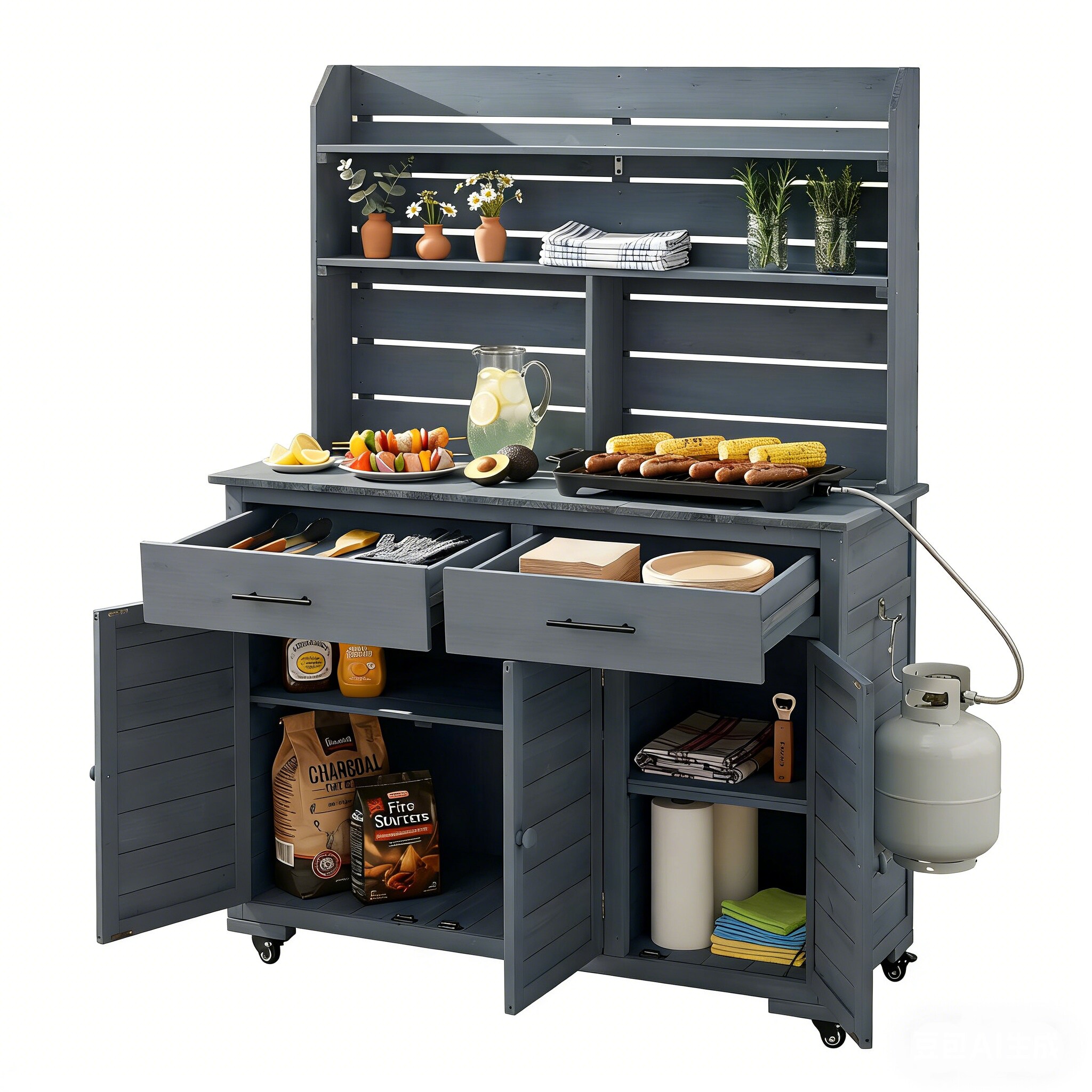 Blisstyle 65h Large Garden Potting Bench with Lockable Wheels and ...