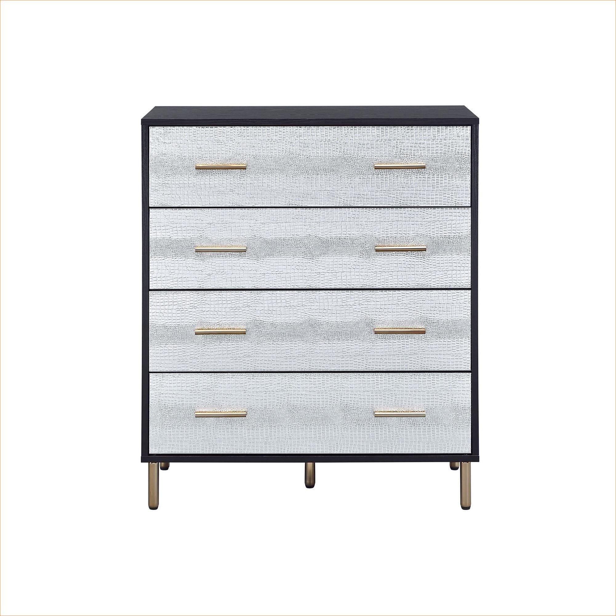 Watnature Metal and Synthetic Wood Jet Black 4-Drawer Storage Chest for ...